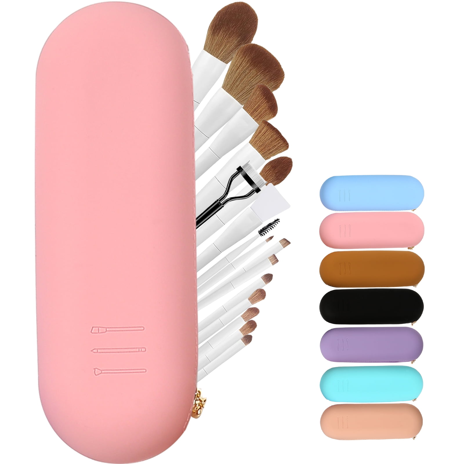 Meiyuuo Travel Makeup Brush Holder, Large Silicone Brushes Set Protect ...