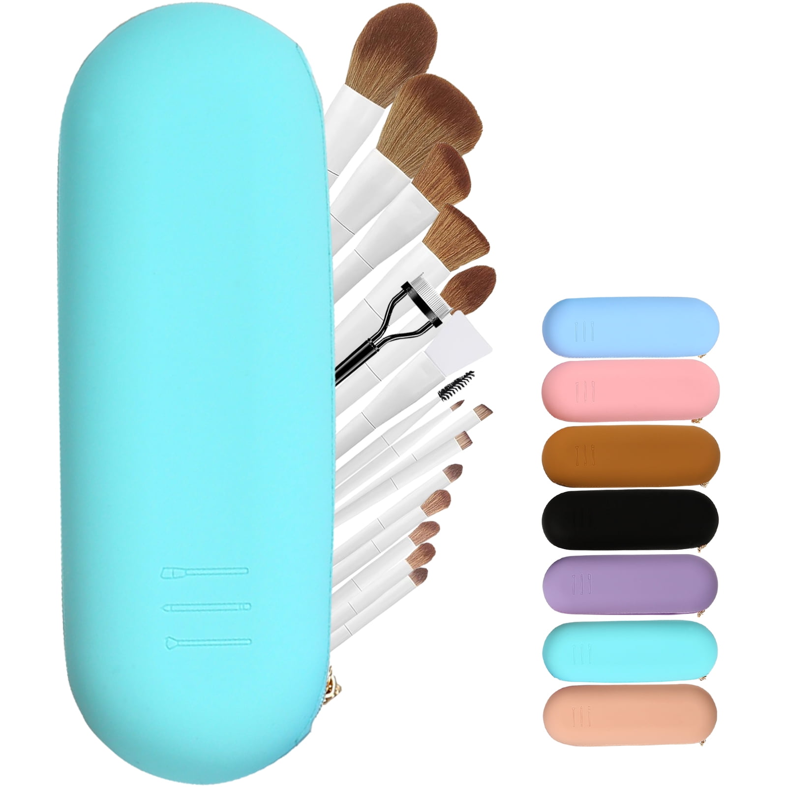 Meiyuuo Travel Makeup Brush Holder, Large Silicone Brushes Set Protect ...