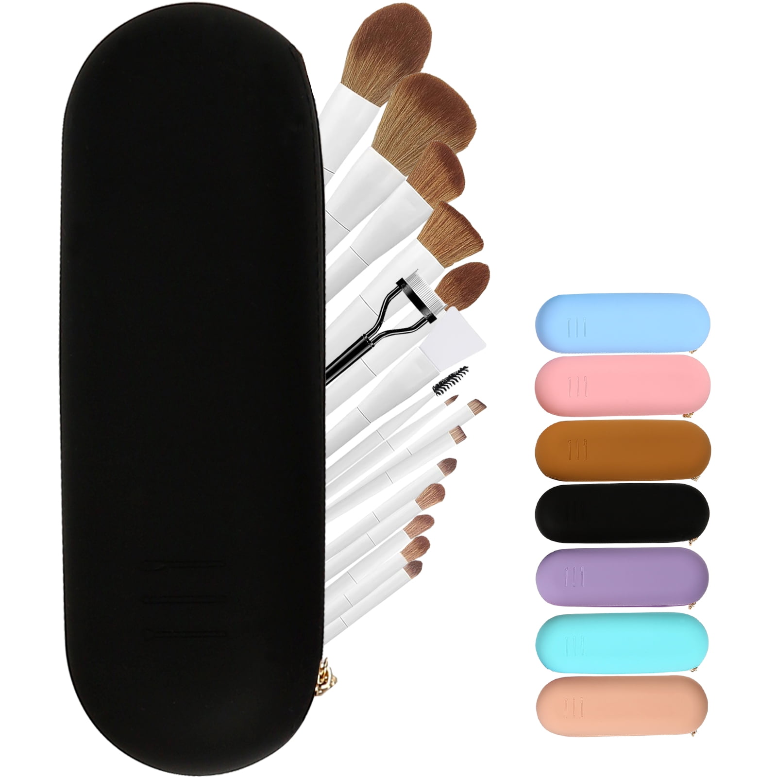 Meiyuuo Travel Makeup Brush Holder, Large Silicone Brushes Set Protect ...