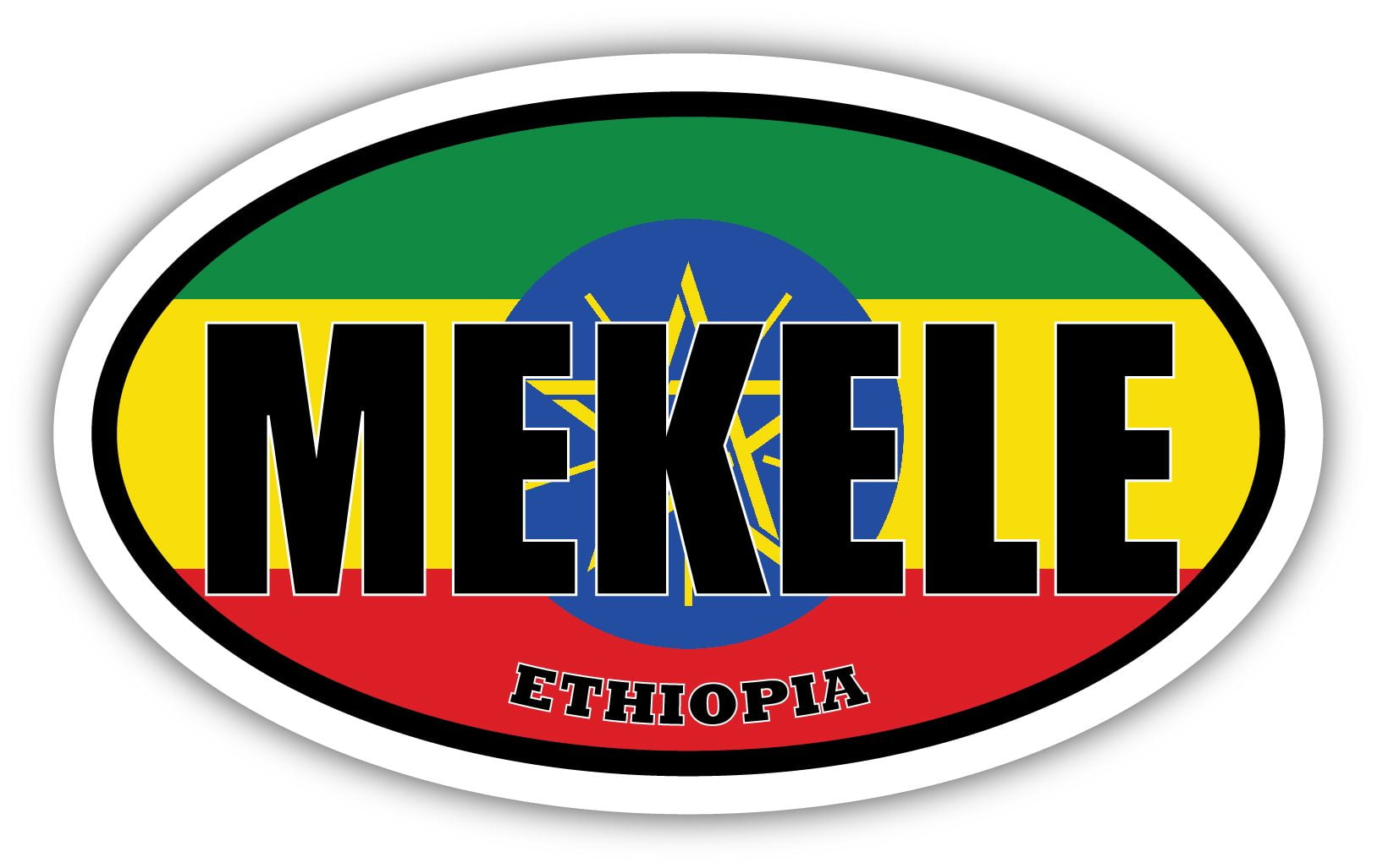Mekele Ethiopia Flag Oval Decal Vinyl Bumper Sticker 3x5 inches ...