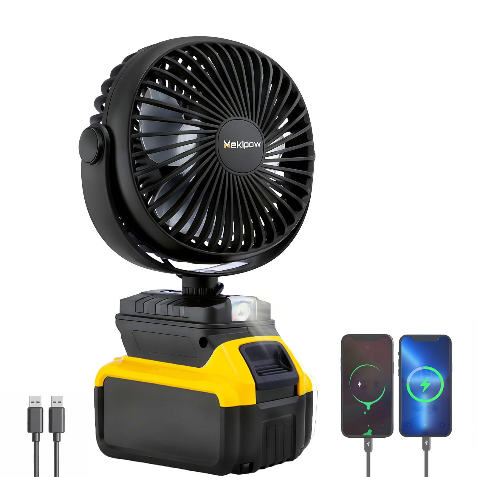 MekiPow Cordless Jobsite Fan Fit for Dewalt 20V, Powered Portable Fan ...