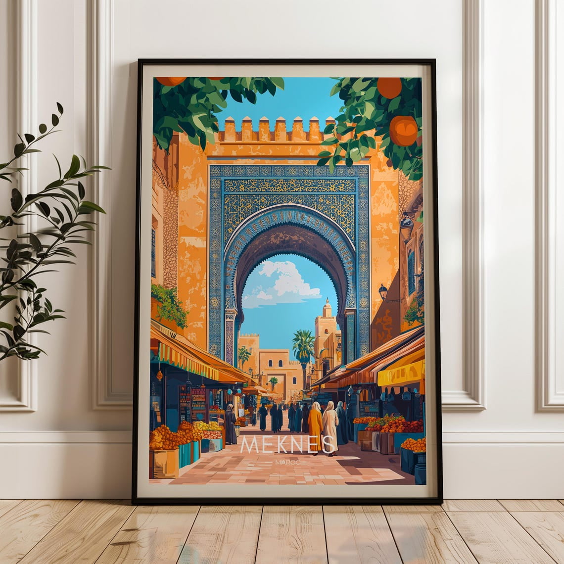 Meknes Travel Print - Morocco Wall Art Poster, African Illustration ...