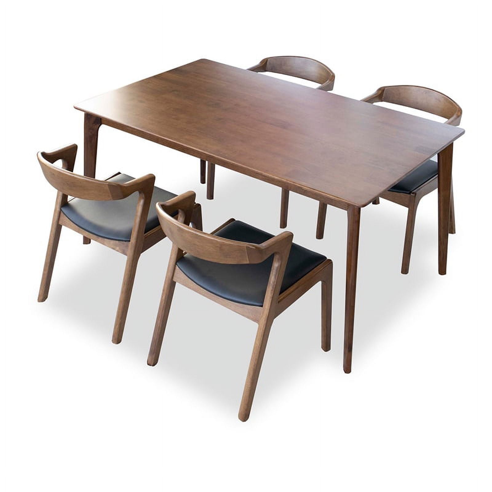 Mel Modern Solid Wood Walnut Dining Room & Kitchen Table and Chair Set ...