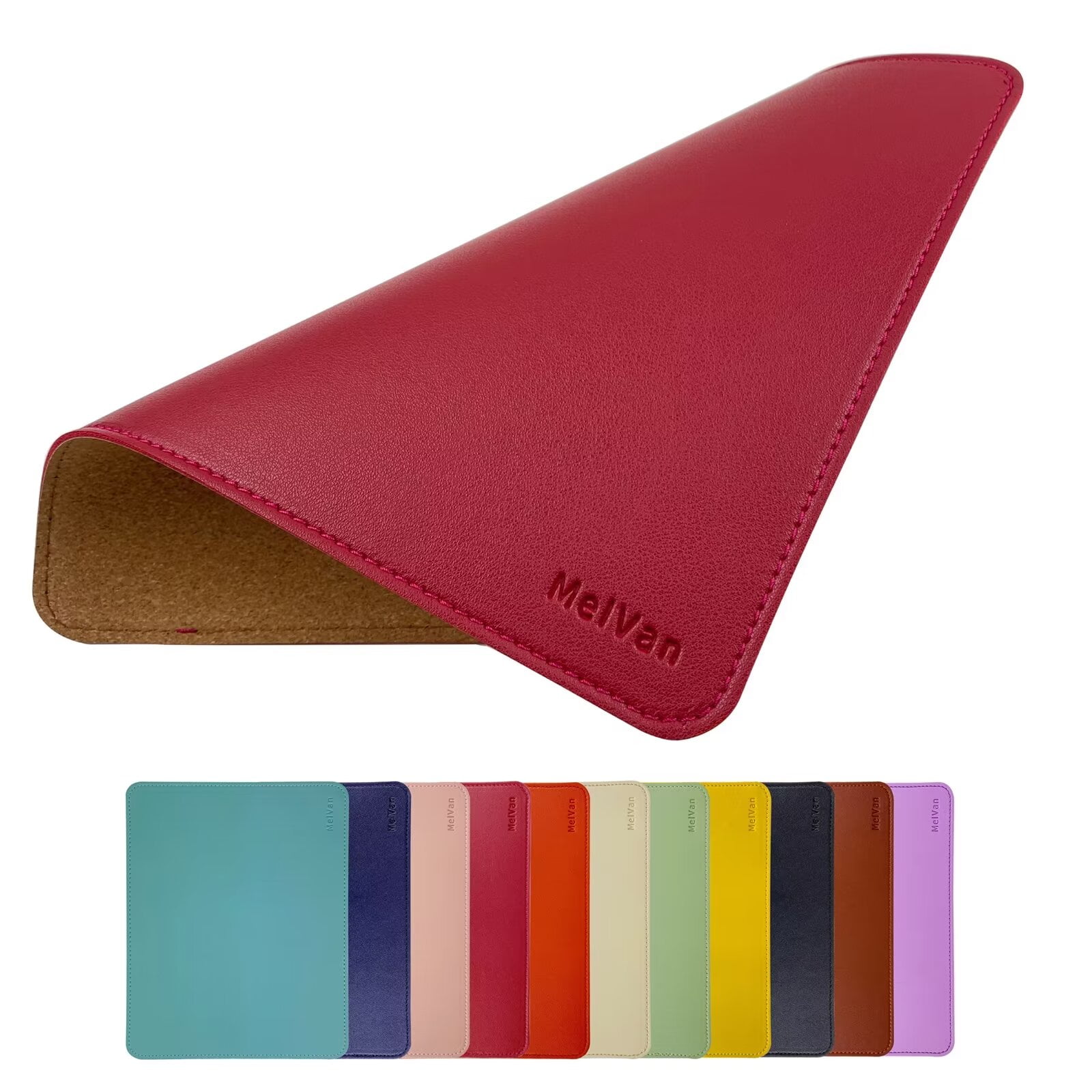 MelVan PU Leather Mouse Pad with Stitched Edge, Wood Mouse Pad ...