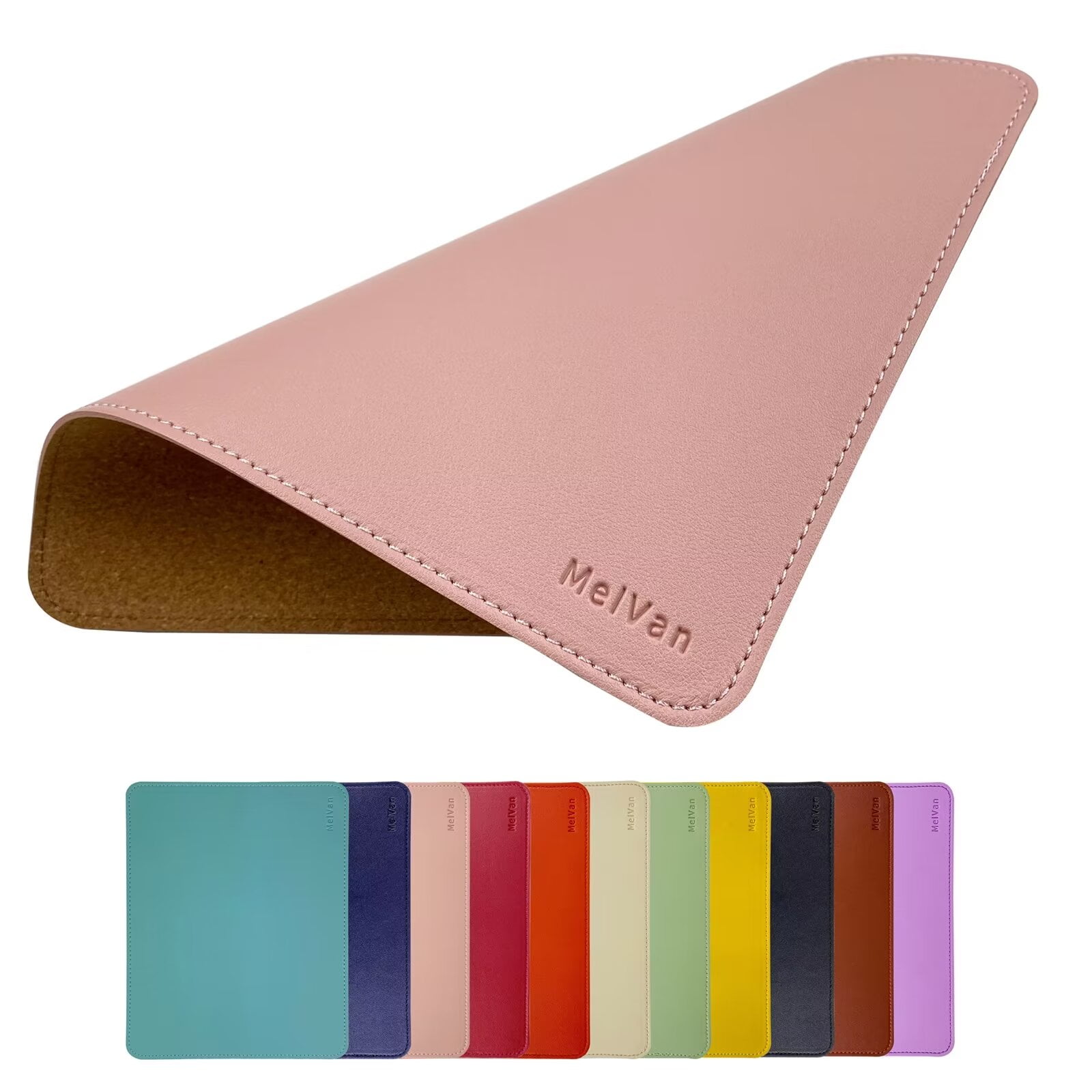MelVan PU Leather Mouse Pad with Stitched Edge, Wood Mouse Pad ...