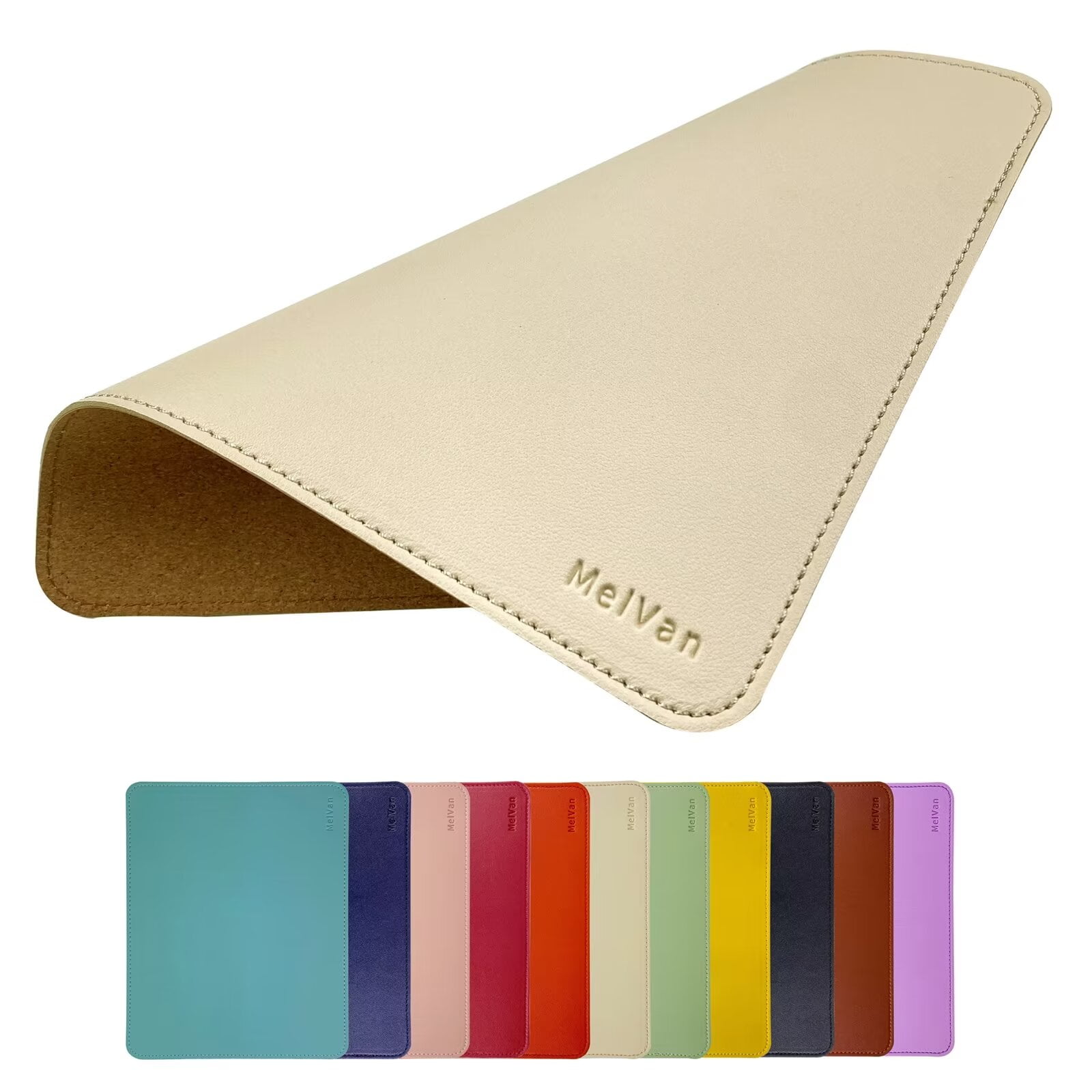 MelVan PU Leather Mouse Pad with Stitched Edge, Wood Mouse Pad ...
