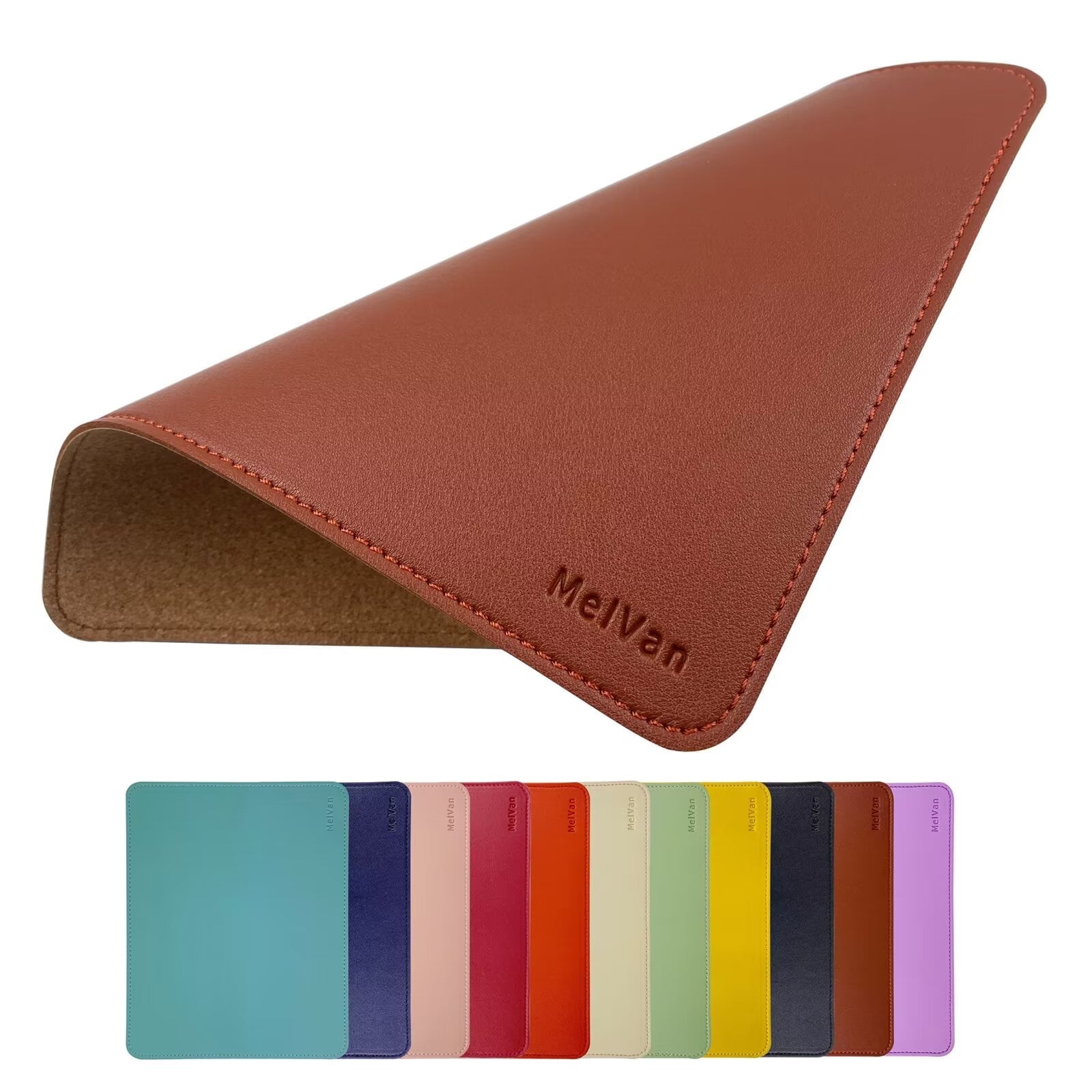 MelVan PU Leather Mouse Pad with Stitched Edge, Wood Mouse Pad ...