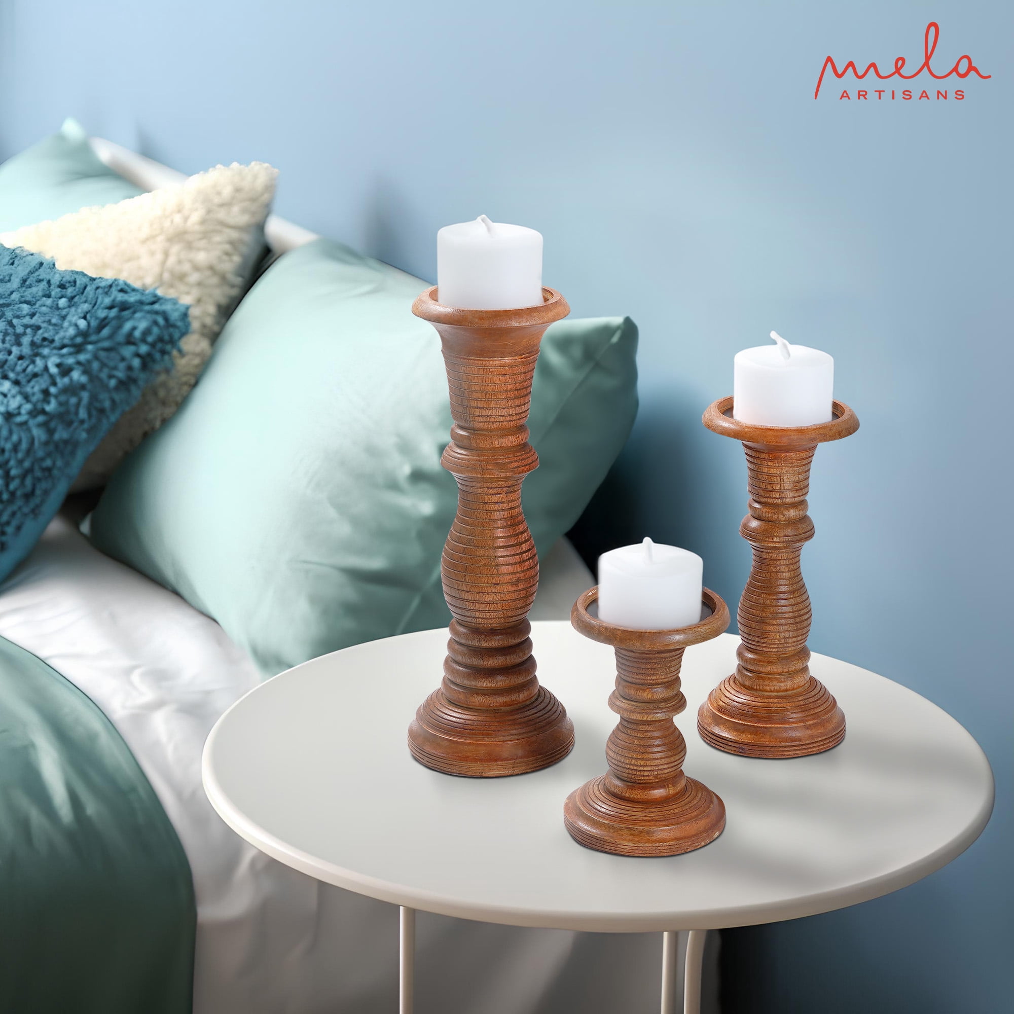 Mela Artisans Jharana II Candle Holders for Pillar Candles Set of 3 ...