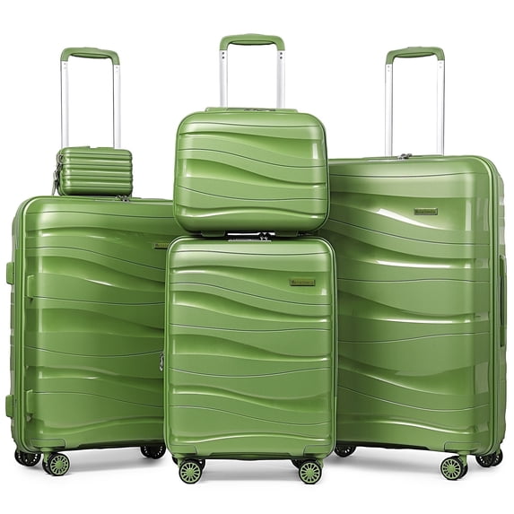 Melalenia 5 Piece Luggage Set PP Hardside Spinner Luggage - (Expandable ...
