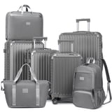 Melalenia 7-Piece ABS Hardside Luggage Set, Spinner Wheels, TSA Lock ...