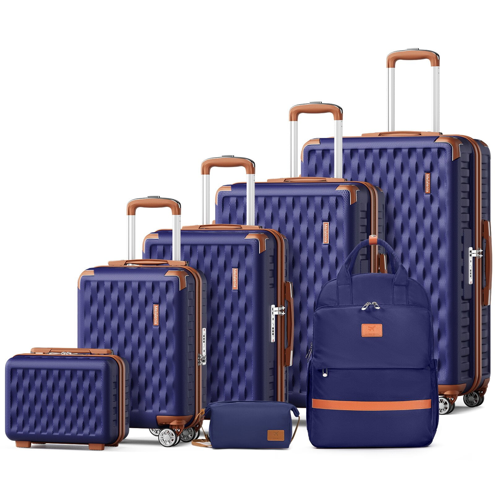 Melalenia - 7 Luggage Sets ABS Hardside Spinner Luggage -With Spinner ...