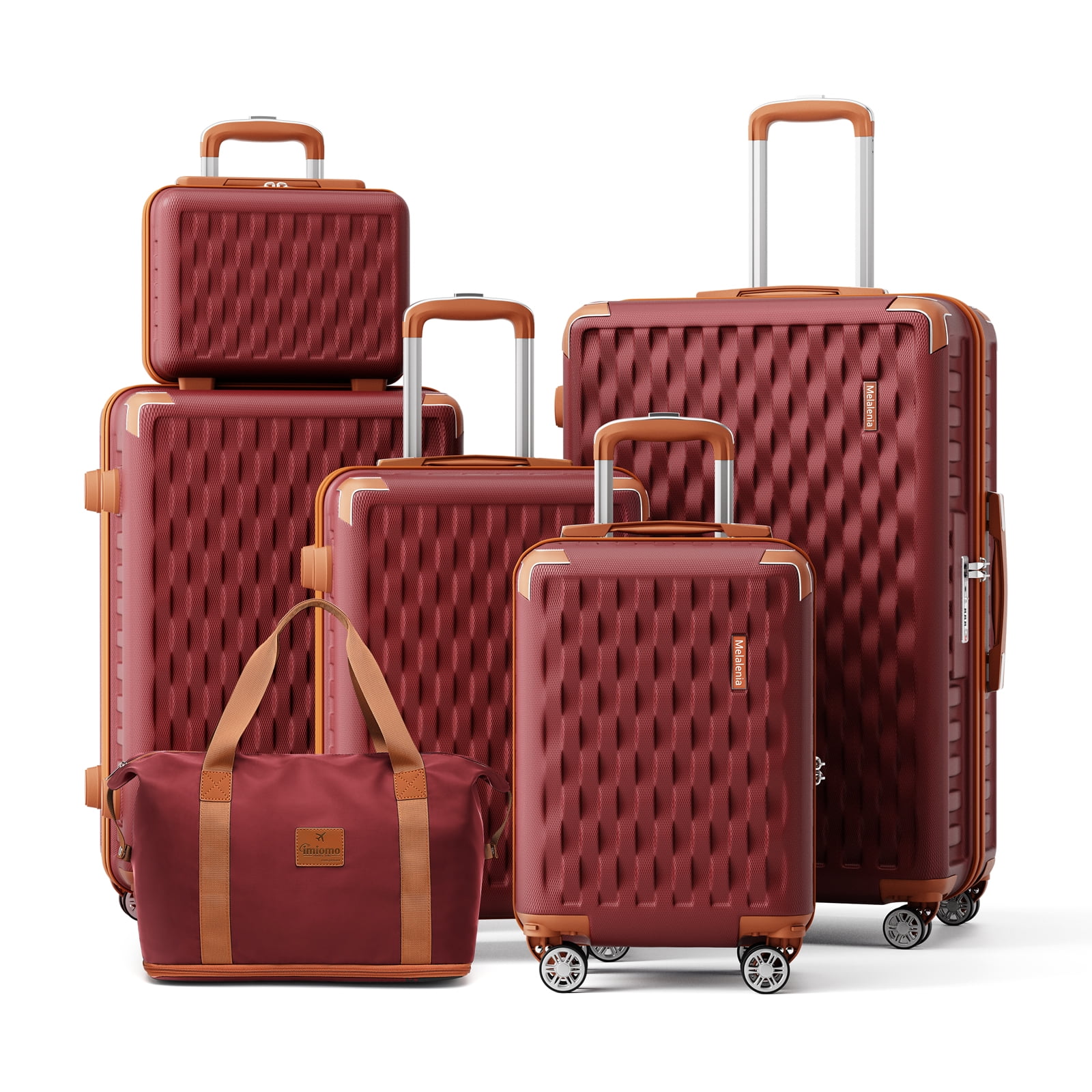 Melalenia - 7 Luggage Sets ABS Hardside Spinner Luggage -With Spinner ...