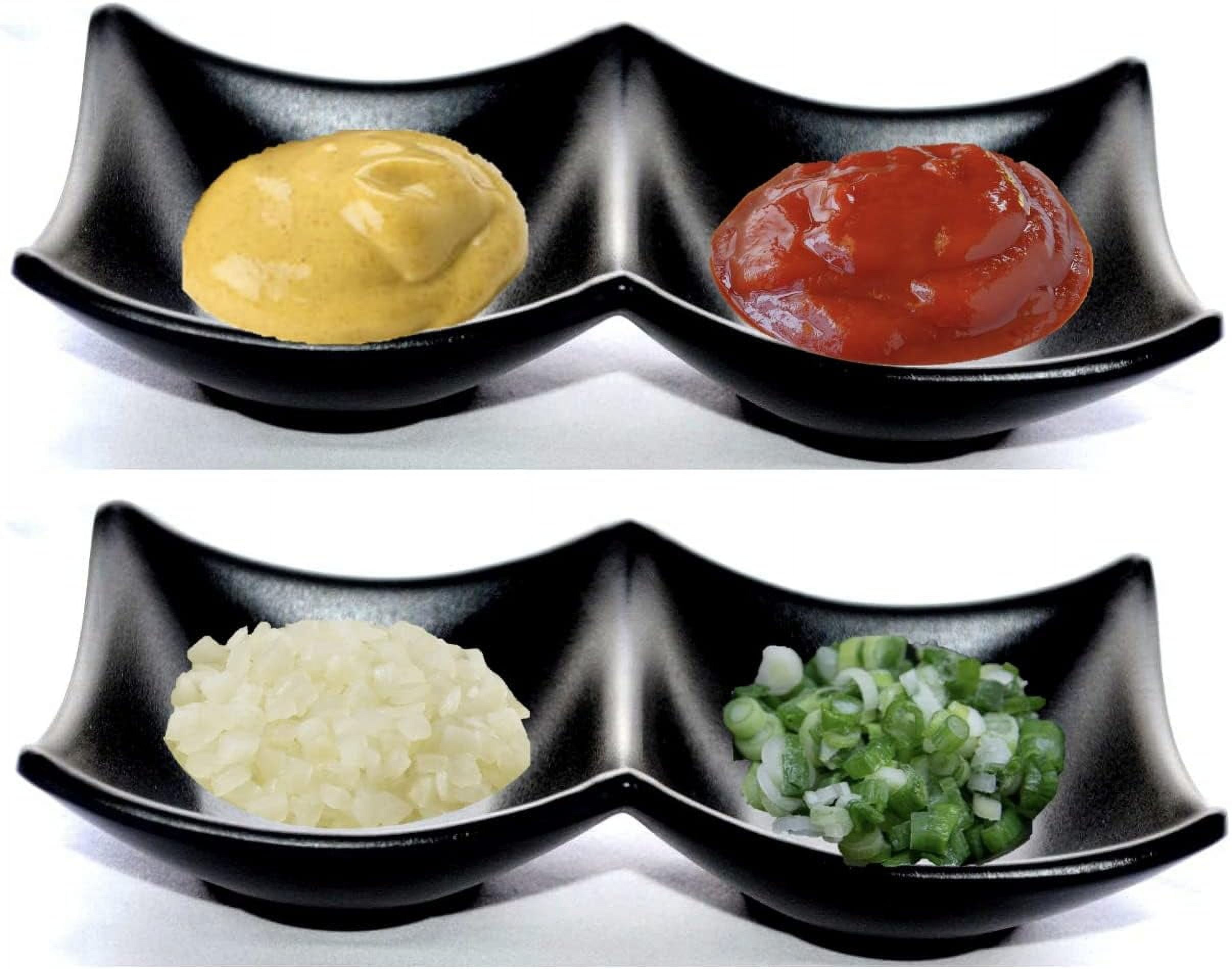 Melamine 2-Compartment Divided Soy Sauce Dishes Wasabi Sushi Sashimi ...