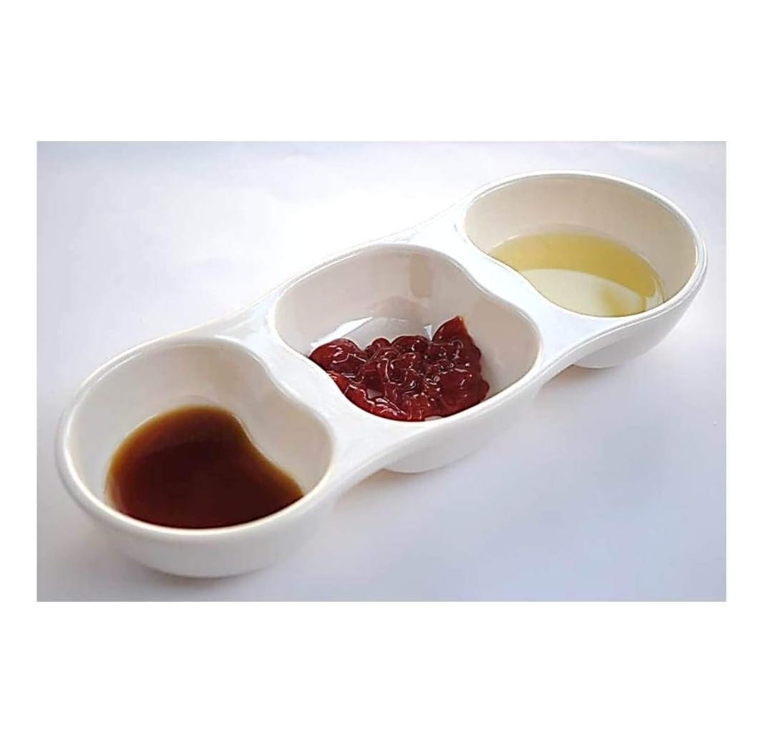 Melamine 3-Compartment Divided Plastic Sauce Dishes, Ivory, 12-pcs per ...