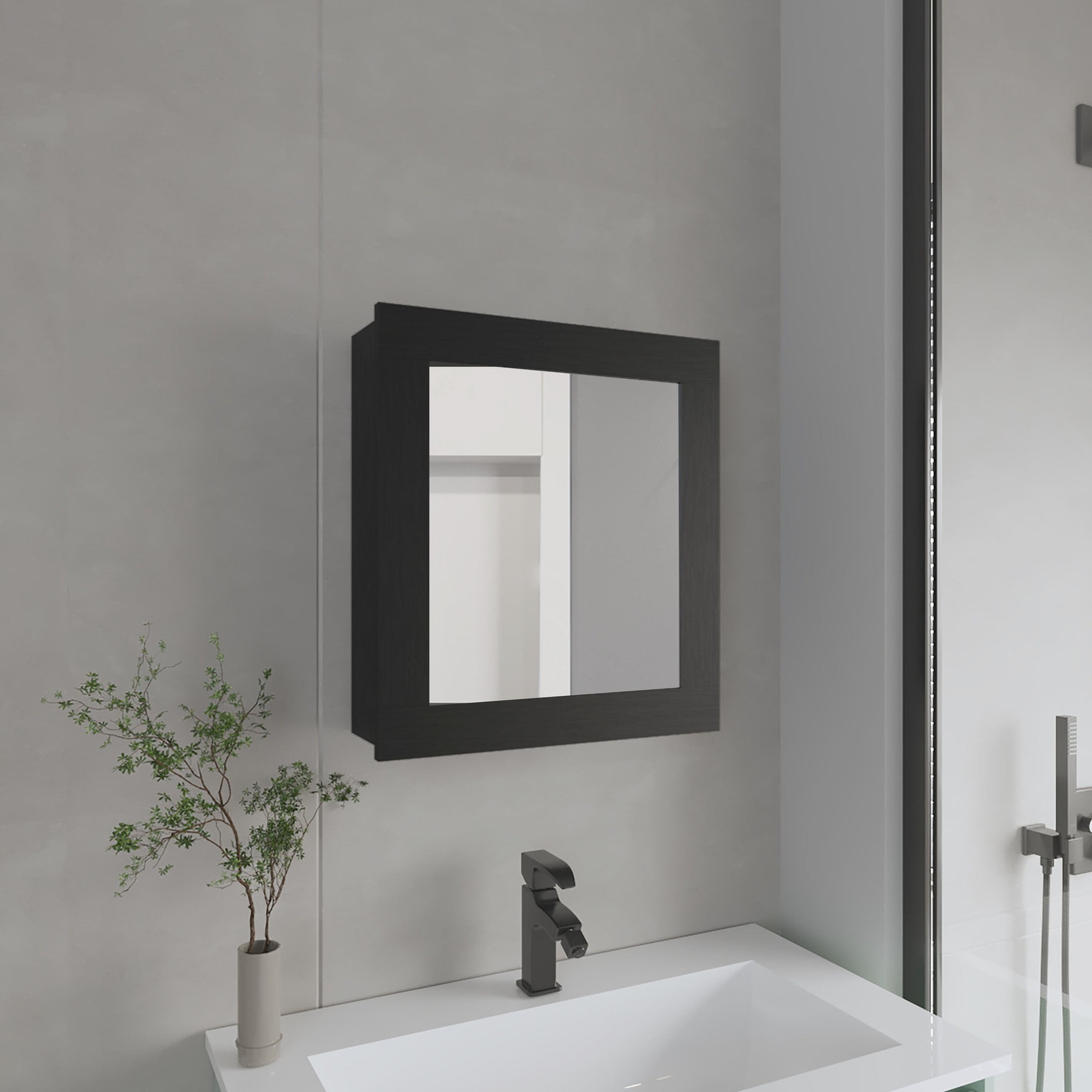 Melamine Cabinet with Mirror for Bathroom to Store Cosmetics and Other ...