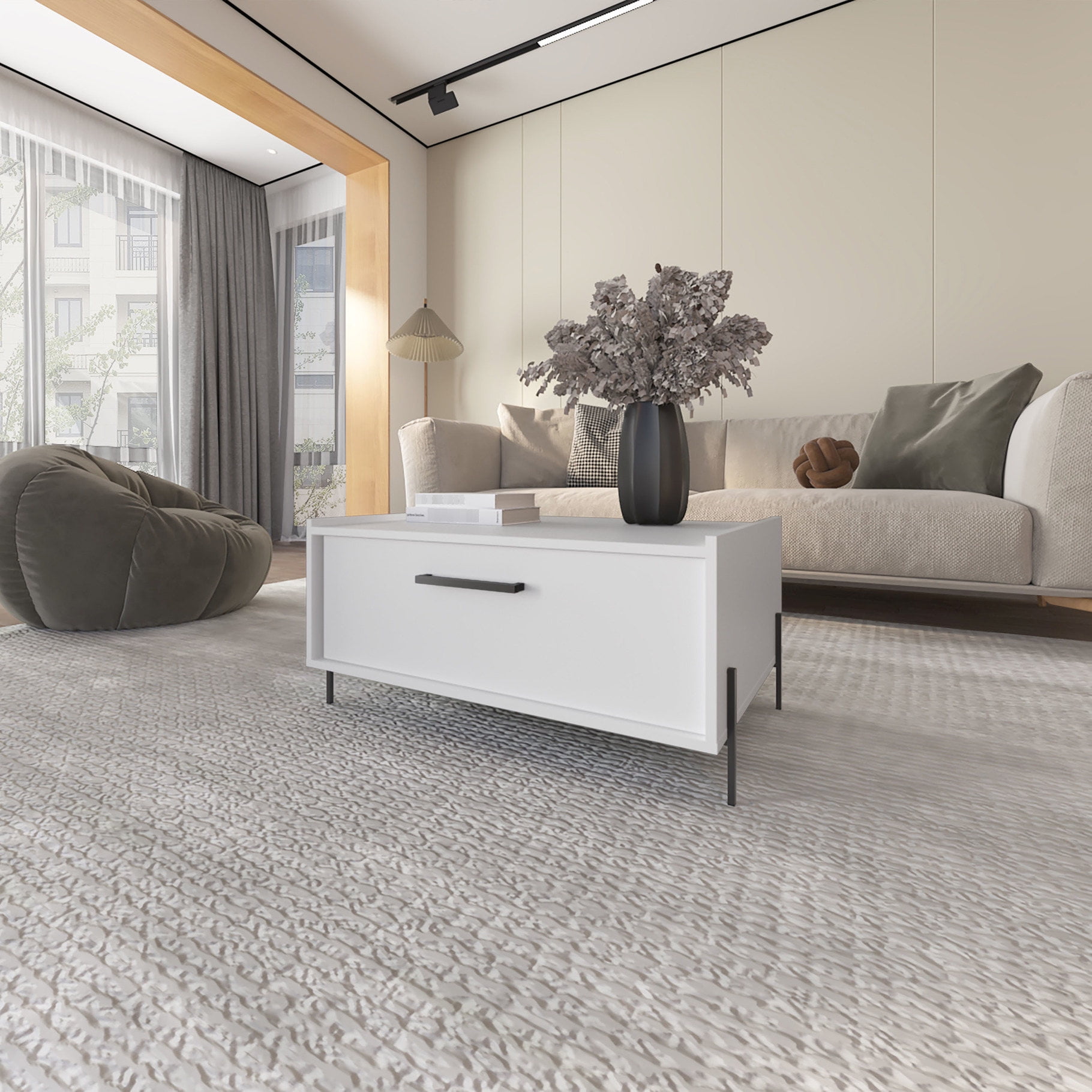 Melamine Construction - Flip-Down Door for Remote and Book Storage ...