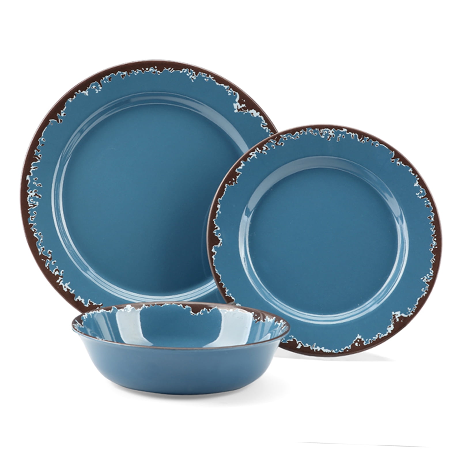 Melamine Dinnerware Set - 12 PCS Dinner Dishes Set Service for 4,Indoor ...