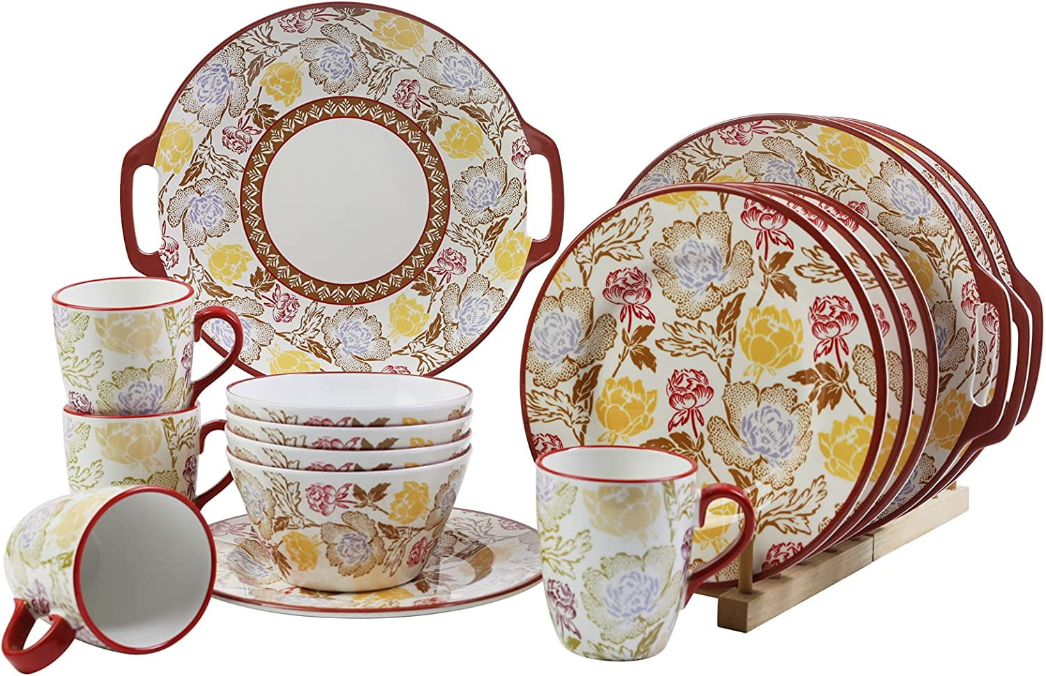 Melamine Dinnerware Set for 4-16 Pcs Camping Dishes Set with Melamine ...