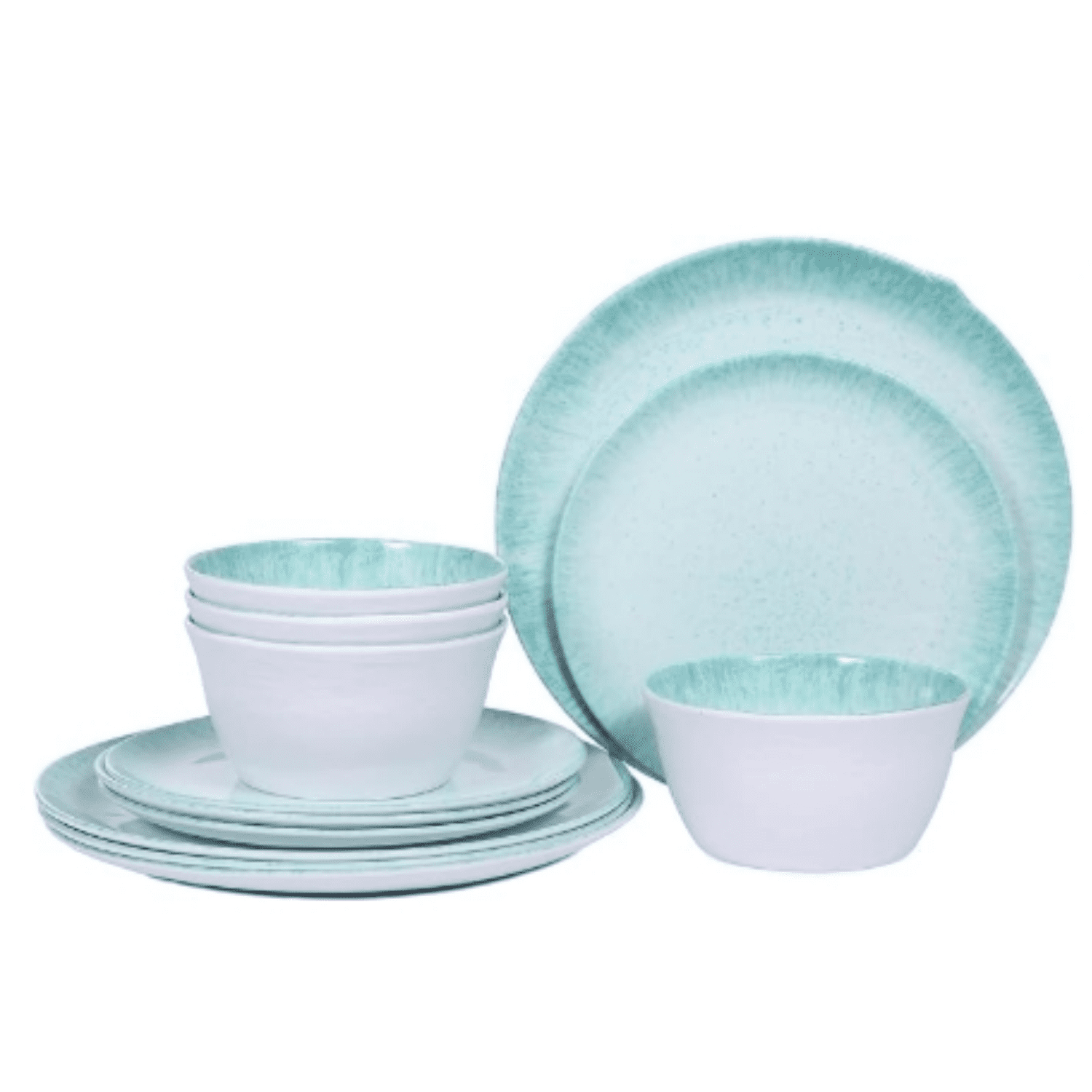 Melamine Dinnerware Sets - 12pcs Dishes Plates and Bowls Set, Service ...
