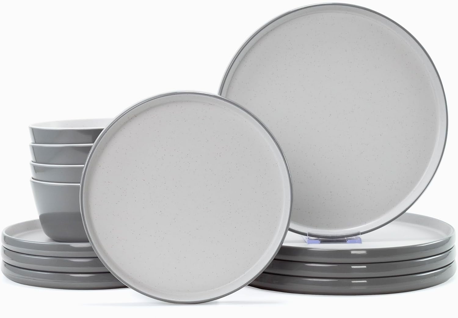Melamine Dinnerware Sets, Dishware Sets for 4, 12 Pcs Plate and Bowl ...