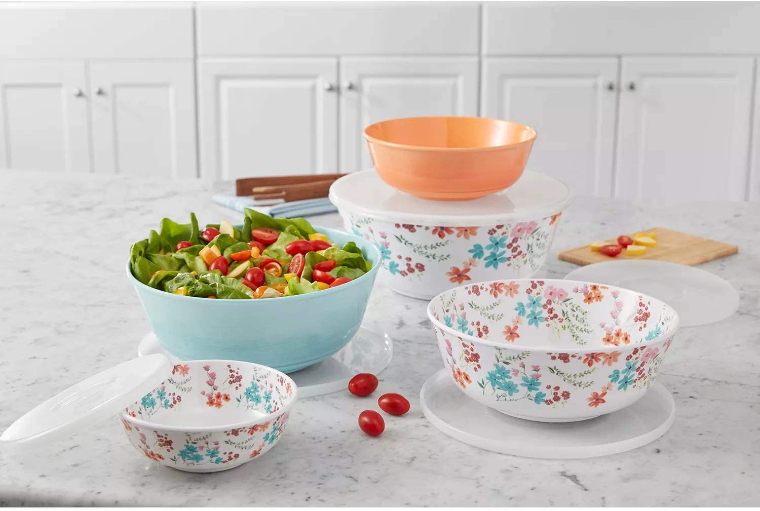 Melamine Mixing Bowl Set with Lids (Karma Wildflowers) - Walmart.com