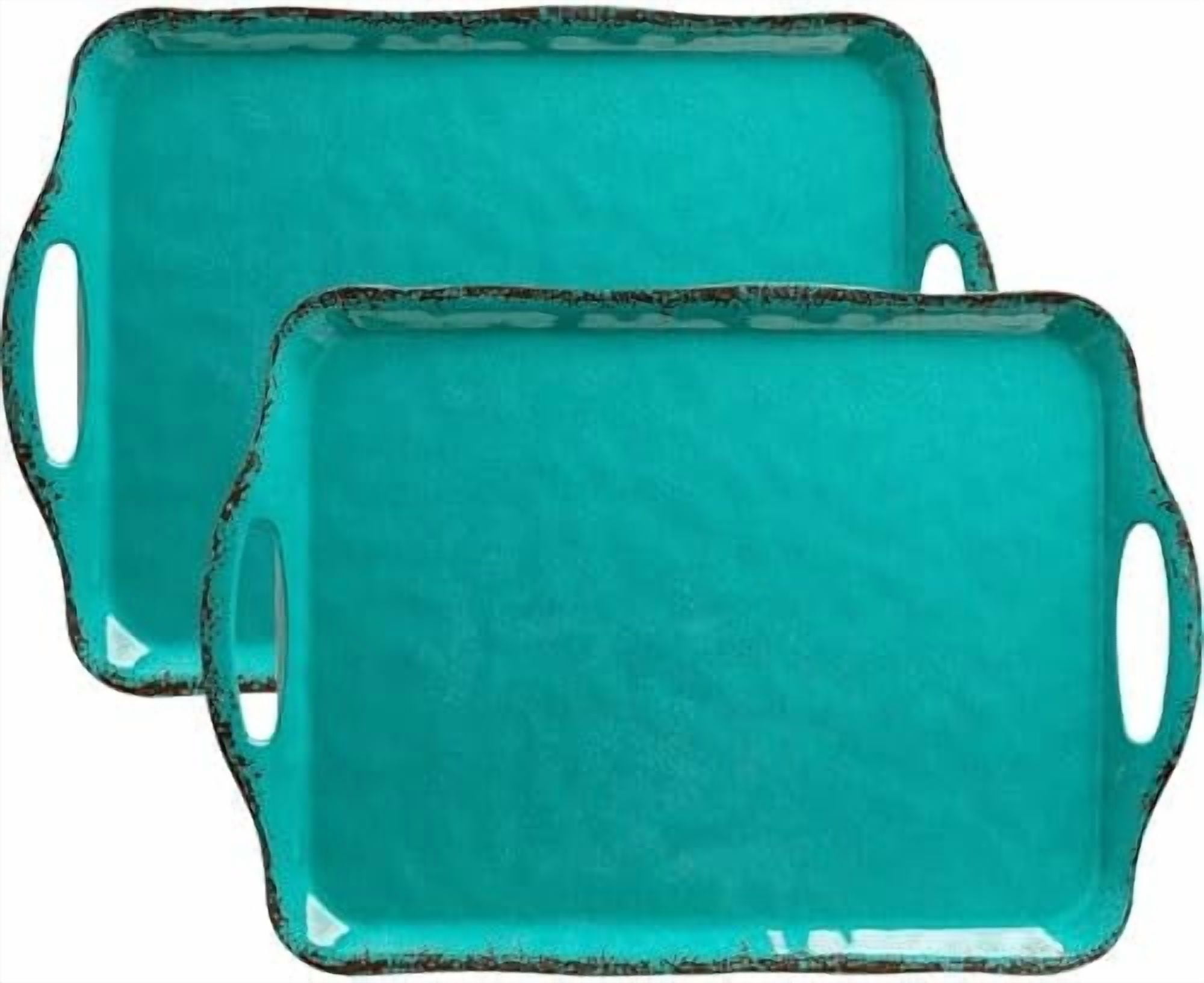 Melamine Serving Tray with Handles, 17.25 x 12 Inch Aesthetic Serving ...