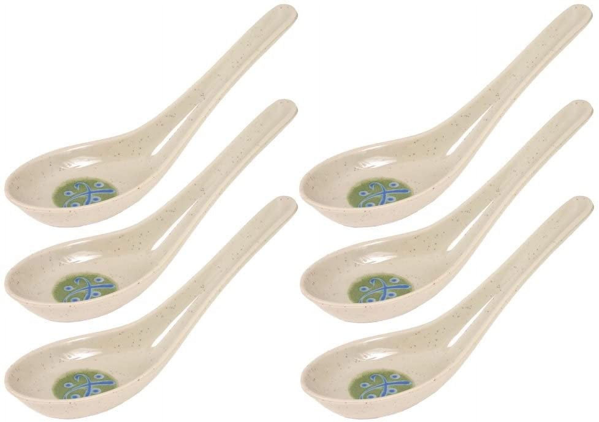 Melamine Soba, Rice Spoons, Asian Chinese Won Ton Soup Spoon, 6 Pack ...