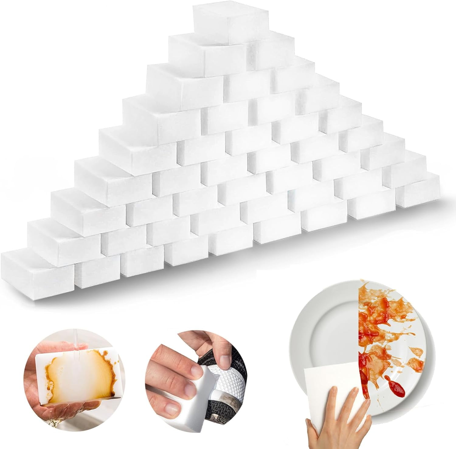 Melamine Sponge, 100 Pack Magic Sponge Eraser, Melamine Foam Bulk ...