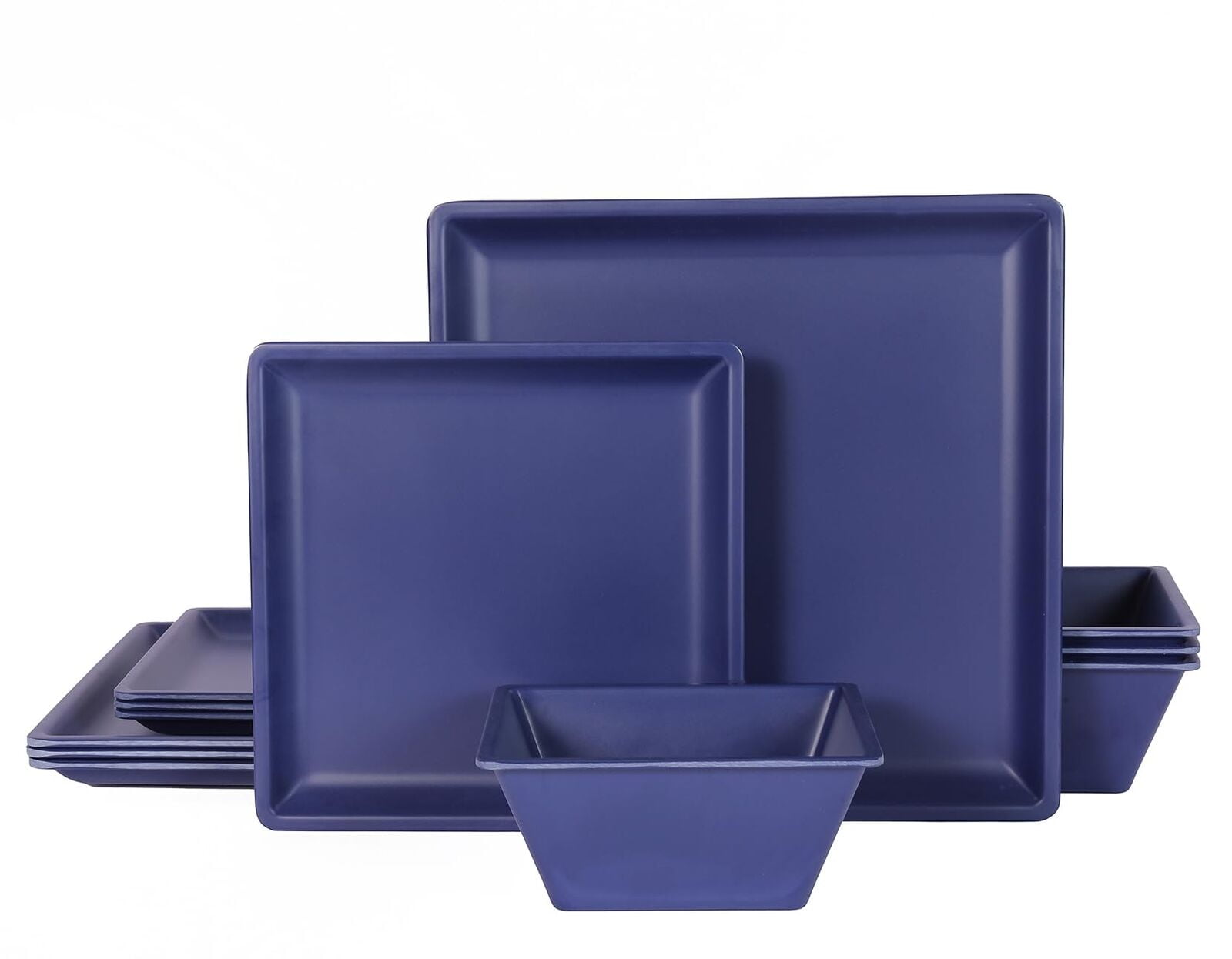 Melamine Square Dinnerware Set -12pcs Outdoor and Indoor Plates and ...