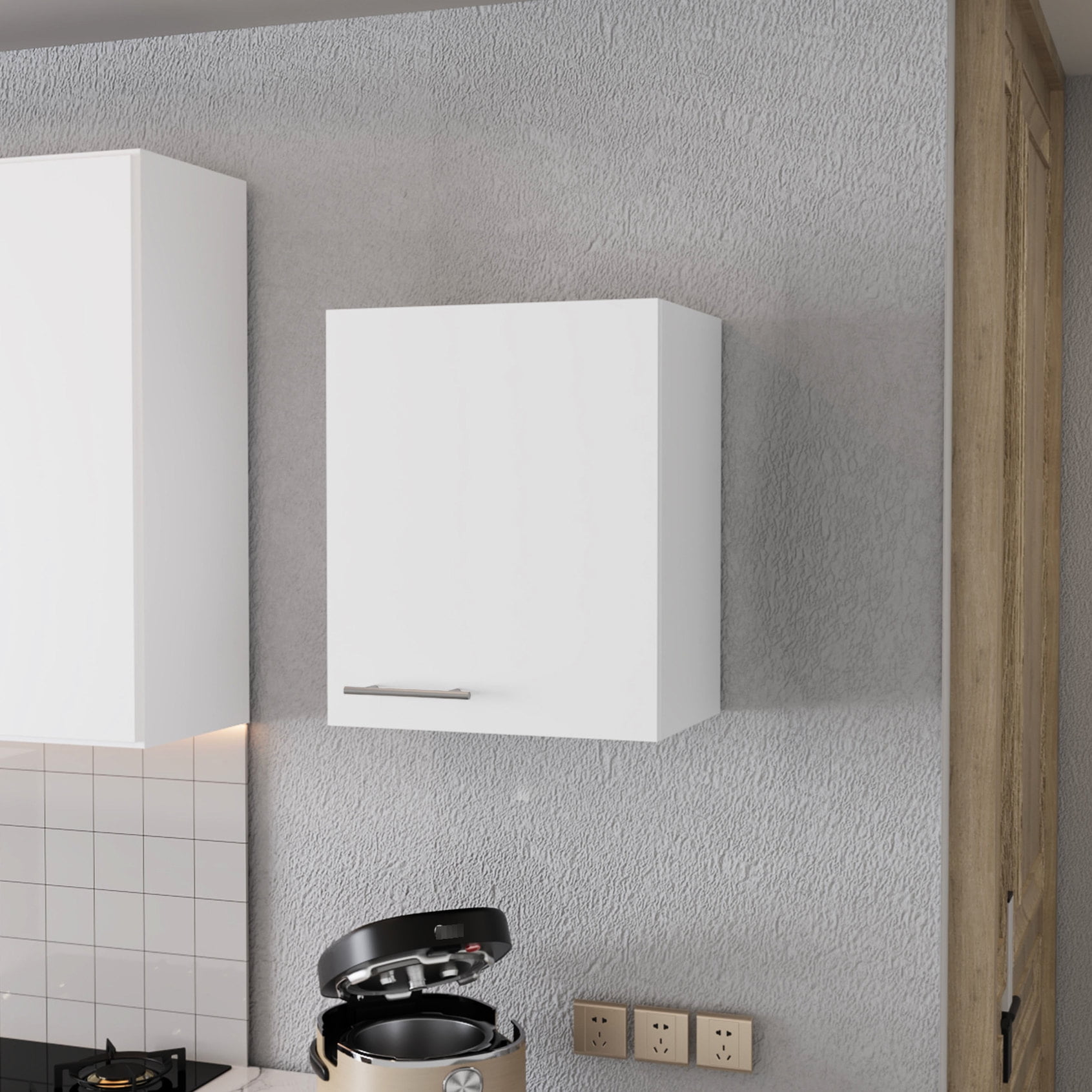 Melamine Wall Cabinet, White, 2 Shelves / Ideal for Small Kitchen Spice ...