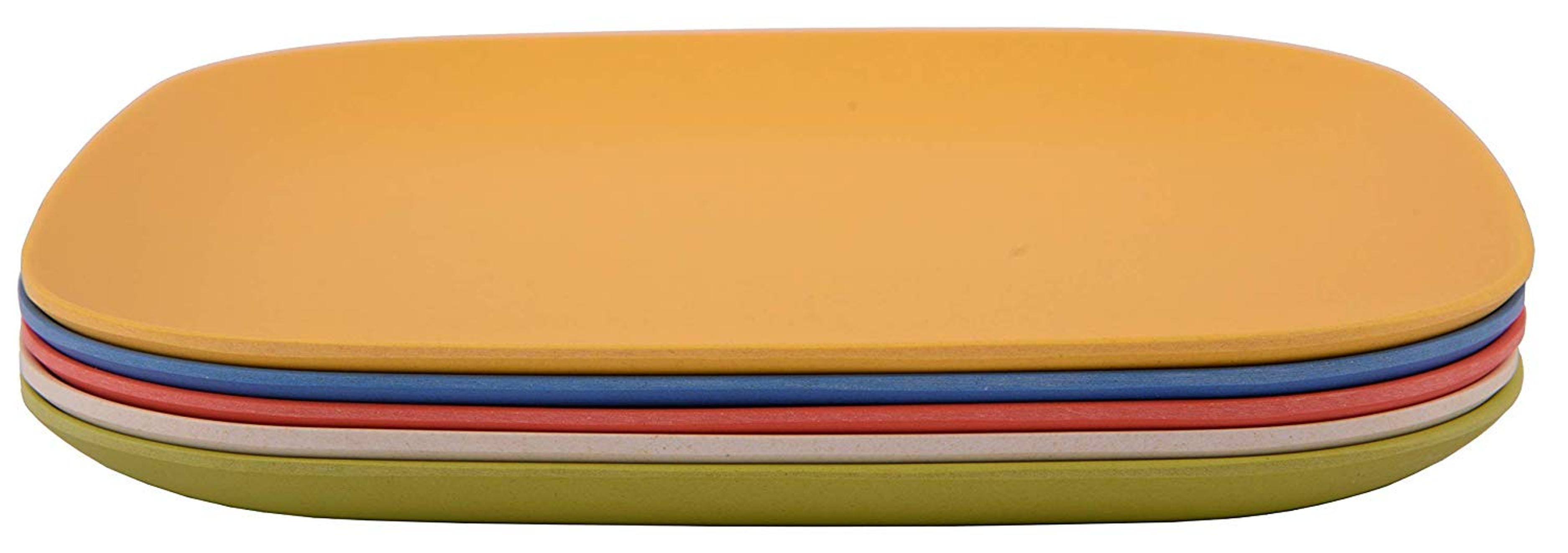 Melange 6-Piece Bamboo Dinner Plate Set (Squares Collection) | Shatter ...