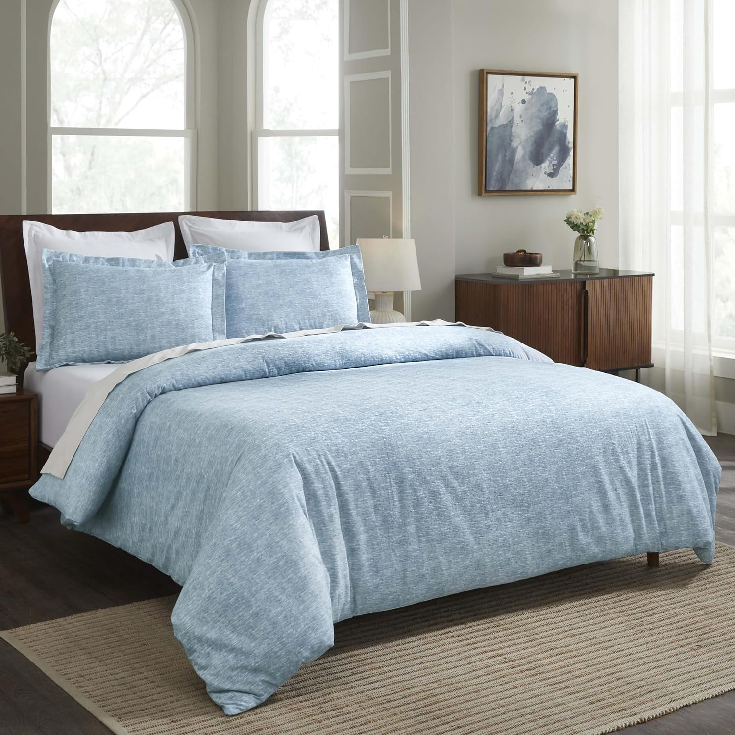 Melange Flannel Cotton Duvet Set, Ultra-Soft Brushed Duvet Cover ...