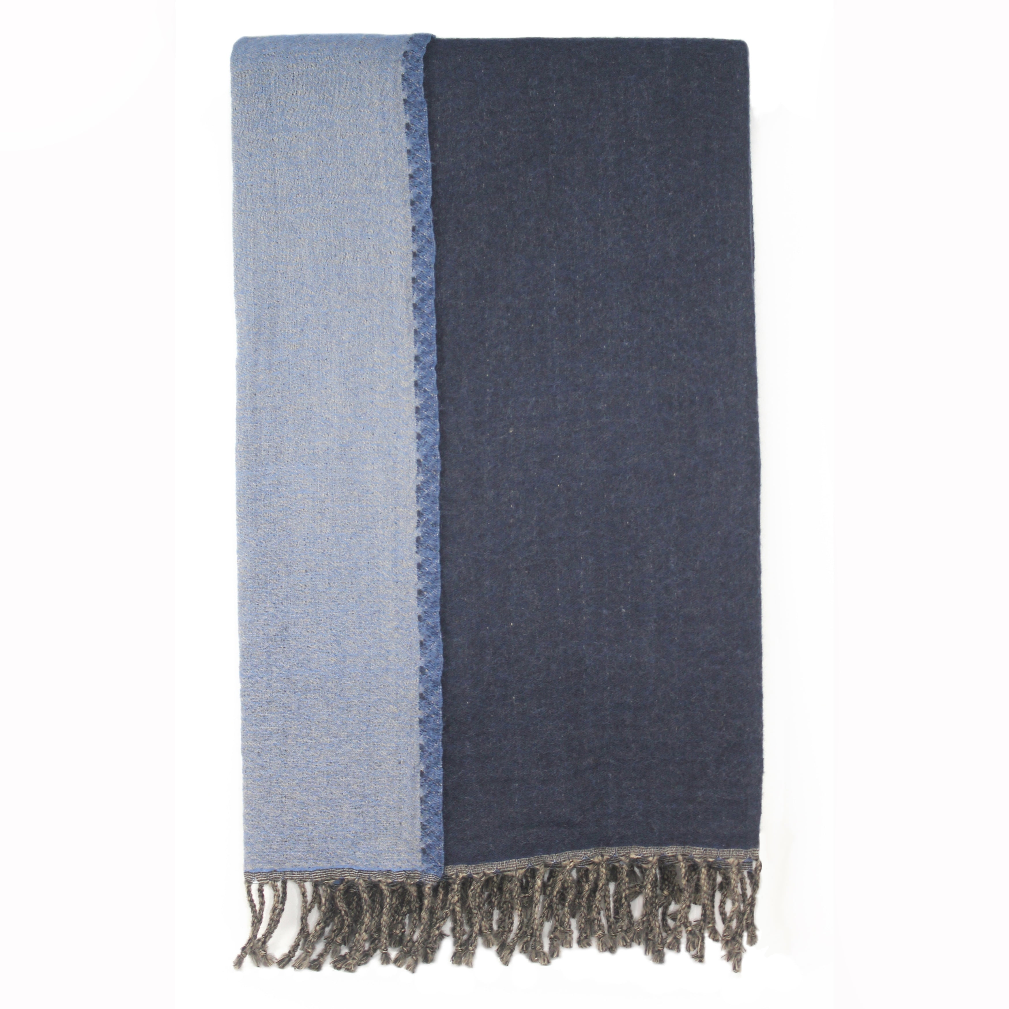 Melange Home 100% Merino Wool Collection Reversible Throws Blue ...