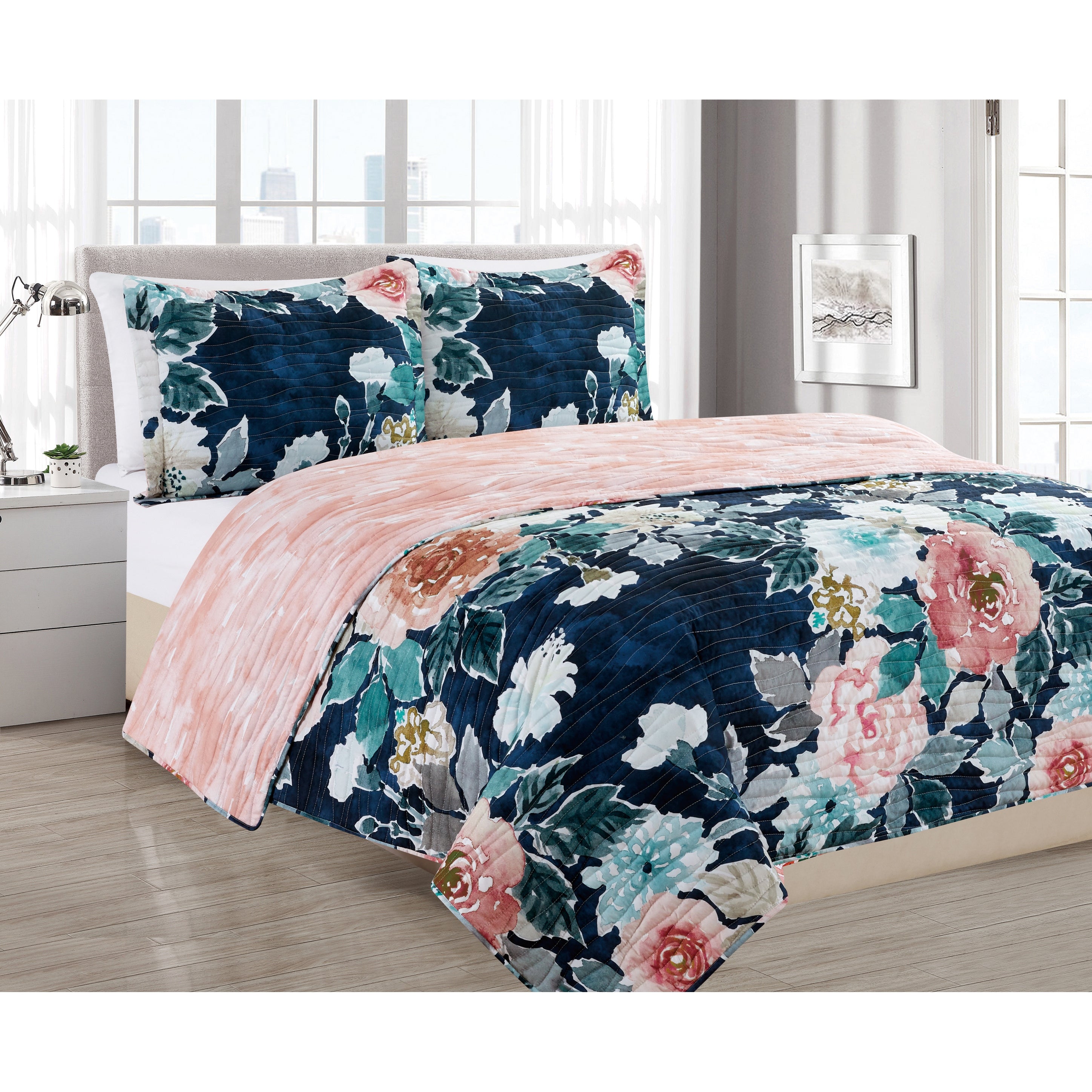 Melange Home BARBARIAN by Barbra Ignatiev Fashion Floral Quilt Set ...