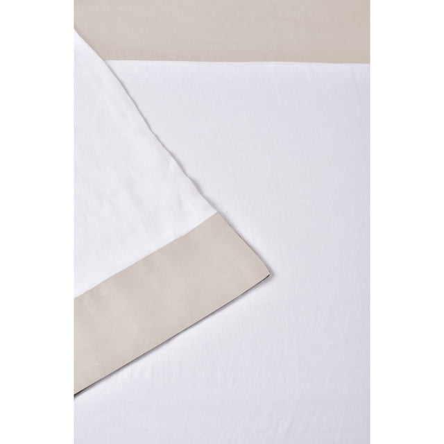 Melange Home Belgian Flax Linen Collection Border Linen Sheet Set - 2 ...