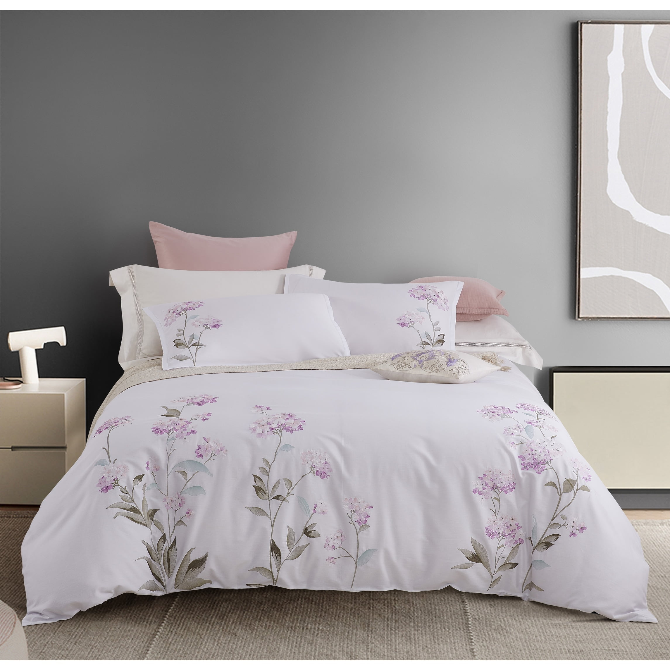 Melange Home Broderie ensemble housse de couette Collection Hydrangea ...