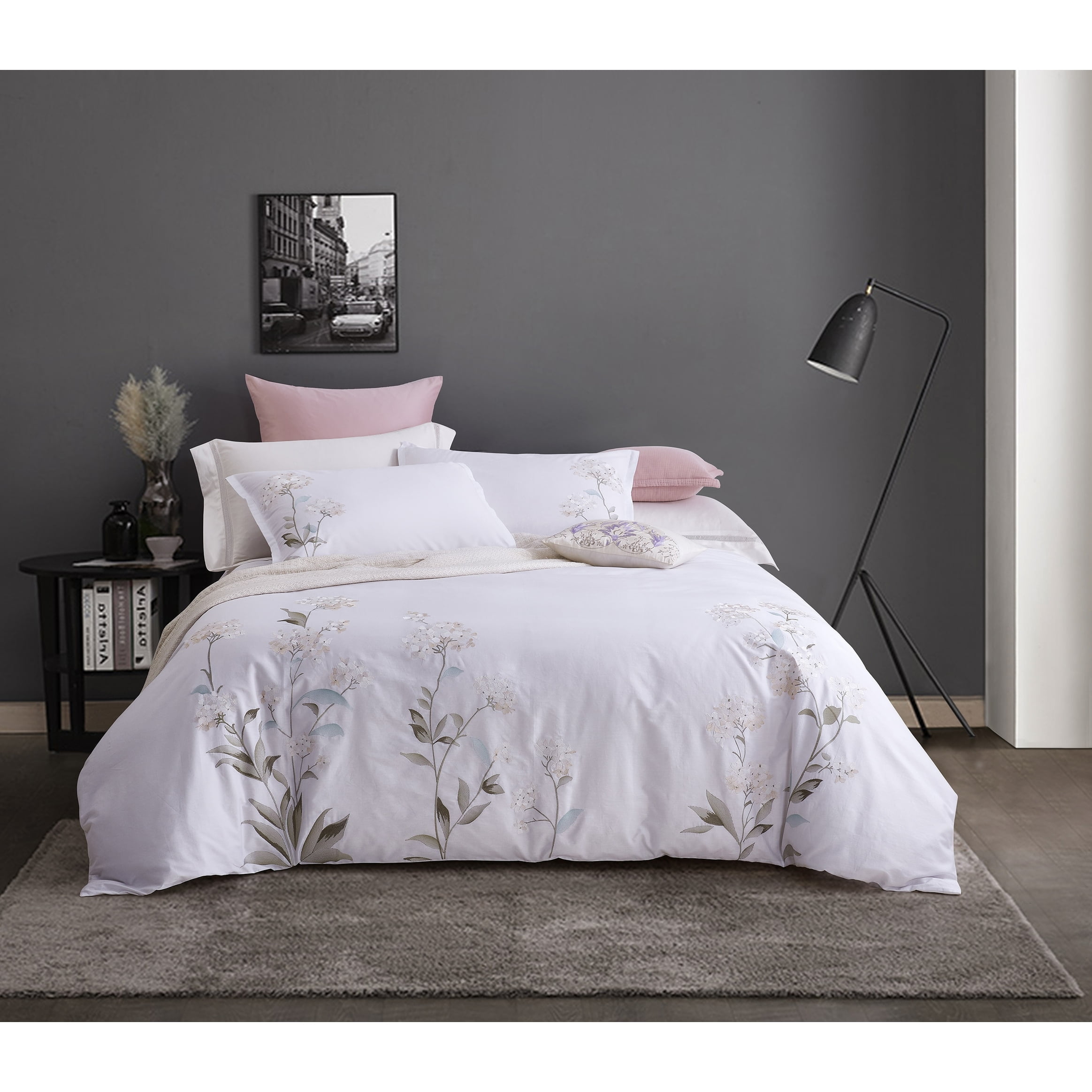 Melange Home Broderie ensemble housse de couette Collection Hydrangea ...