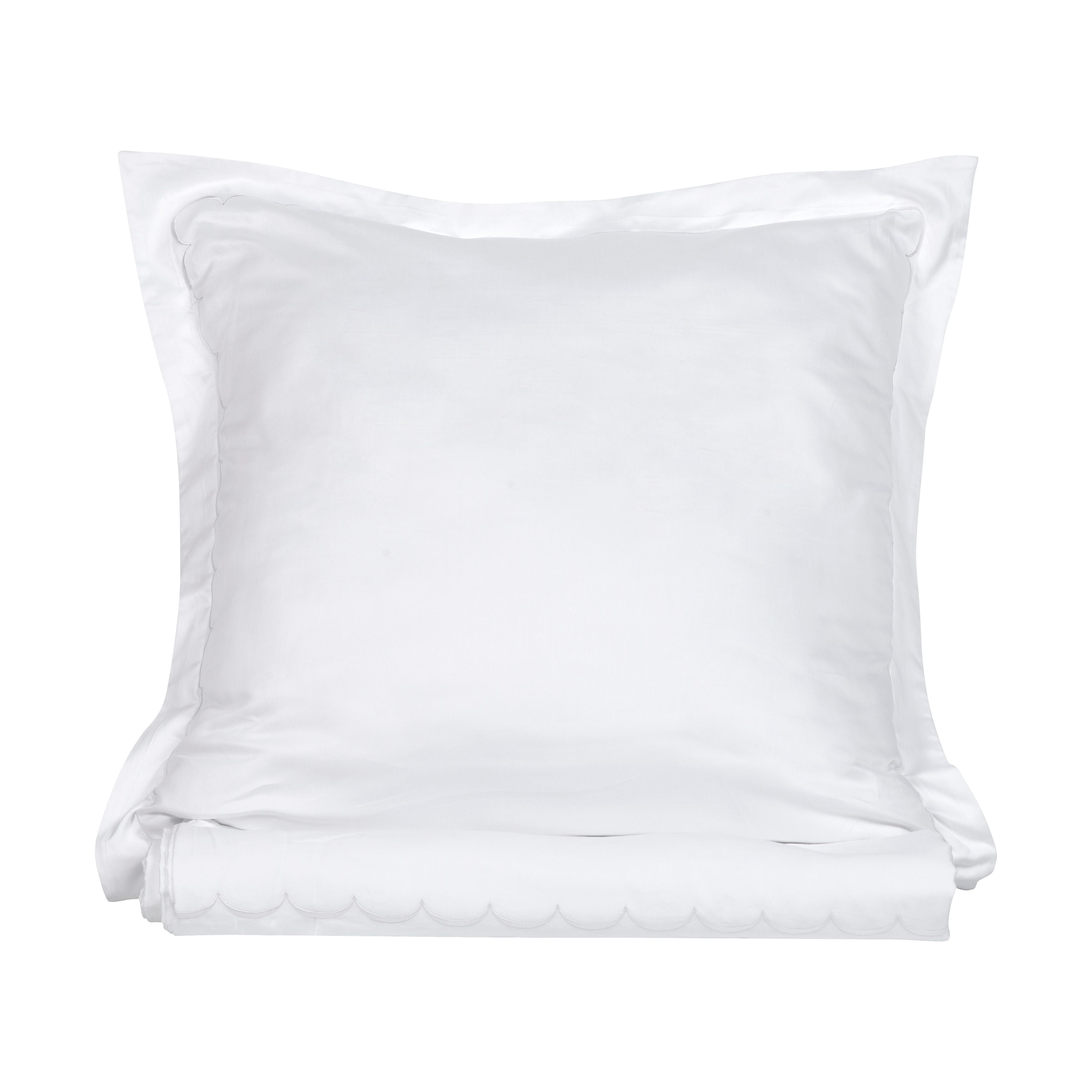 Melange Home Home Sweet Home Collection 600TC Cotton Scallop Embroidery ...