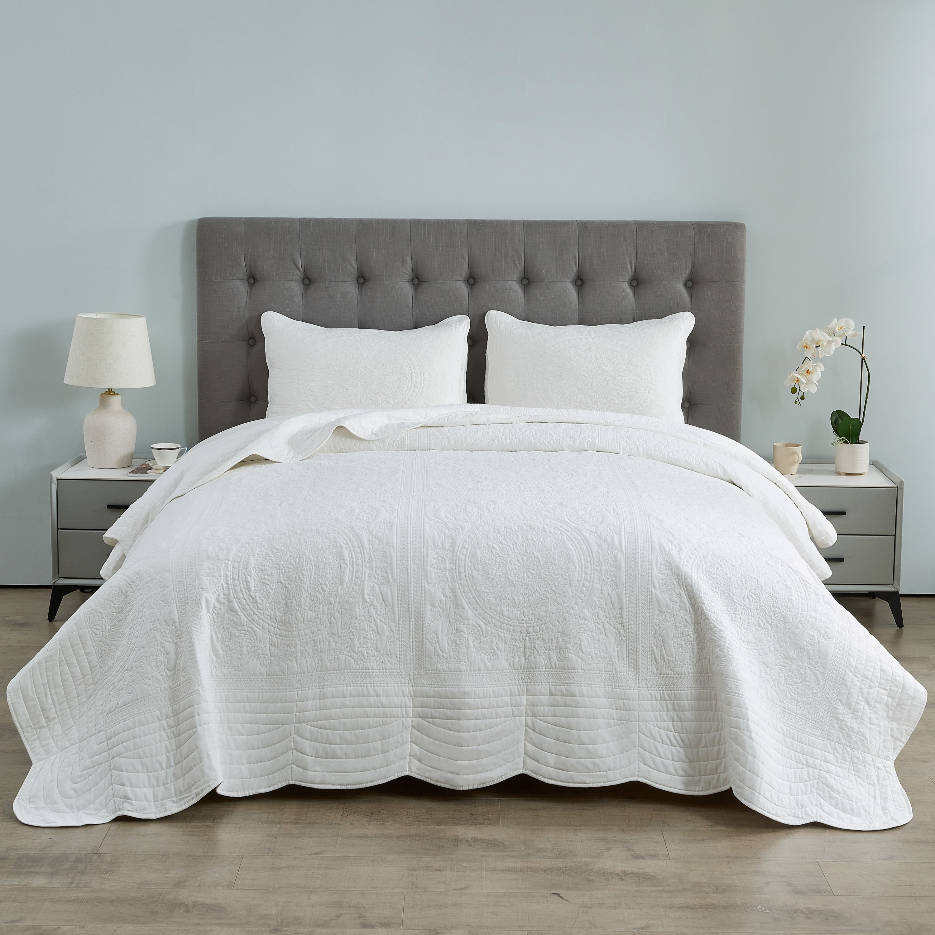 Melange Home Isabella Cotton Embroidery Quilt Set Full - Queen - 3 ...