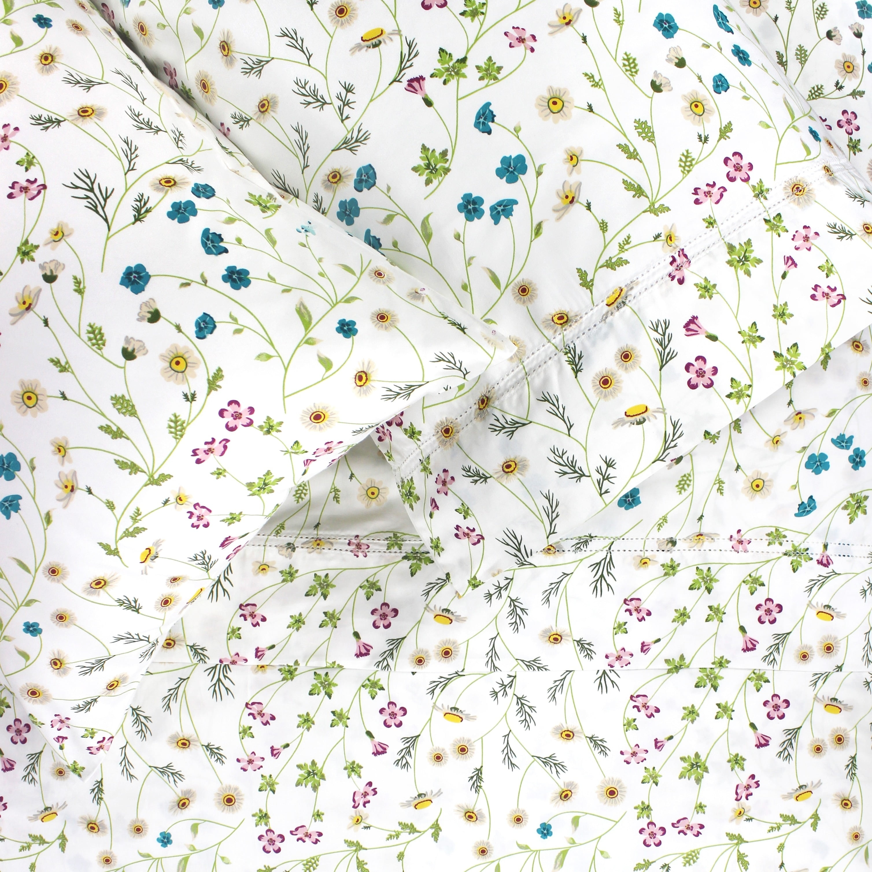 Melange Home Printed Floral Design Cotton Collection Sheet Set and ...