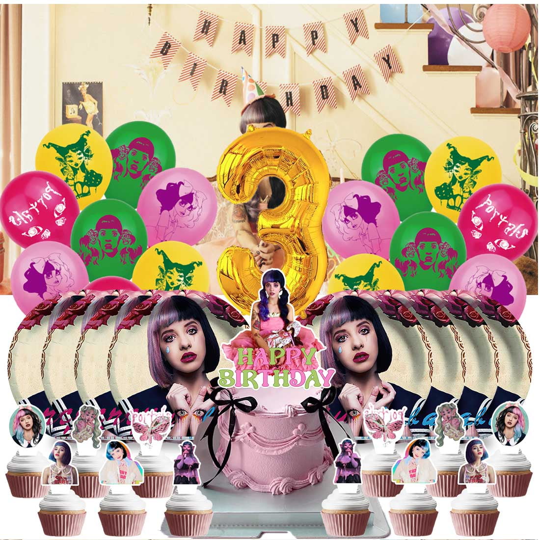 Melanie Martinez Balloons Party Supplies 3rd Decor Tableware Birthday ...