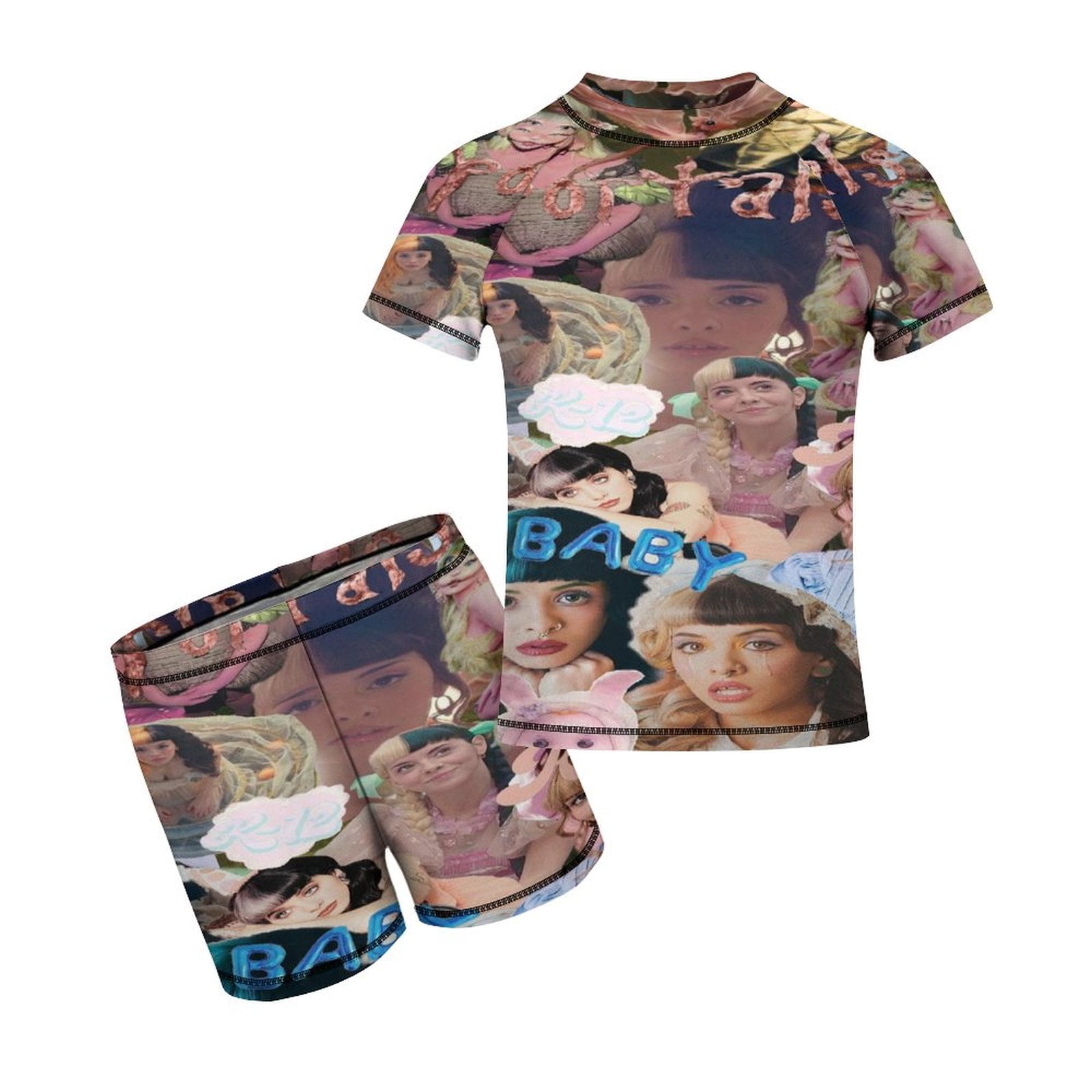 Melanie Martinez Rash Guard Set 2 Piece Short Sleeve Swim Shirts with ...