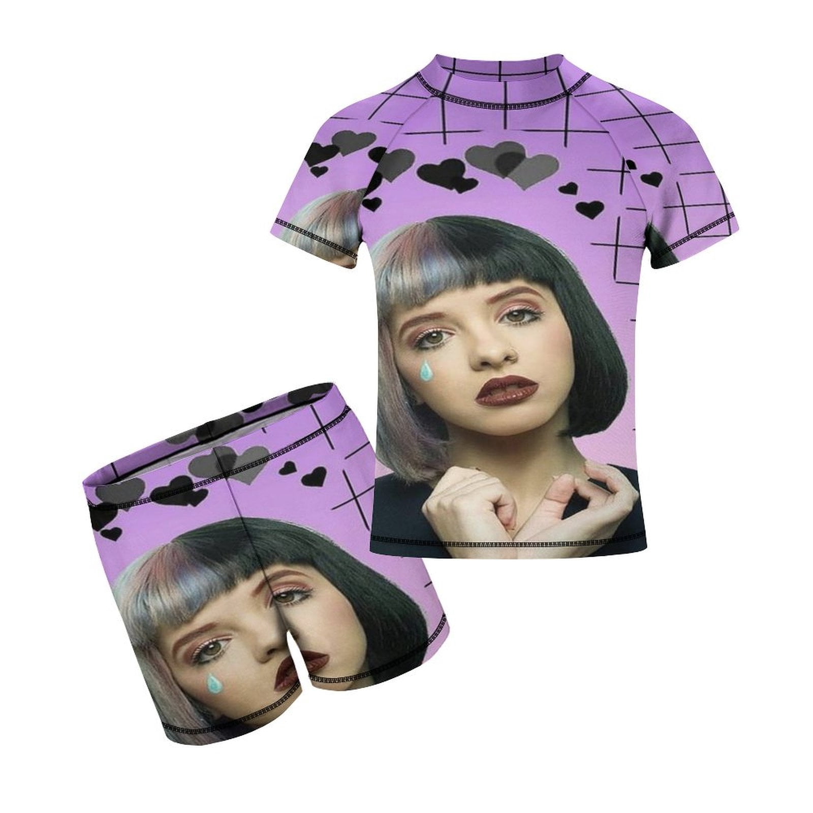 Melanie Martinez Rash Guard Set 2 Piece Short Sleeve Swim Shirts with ...