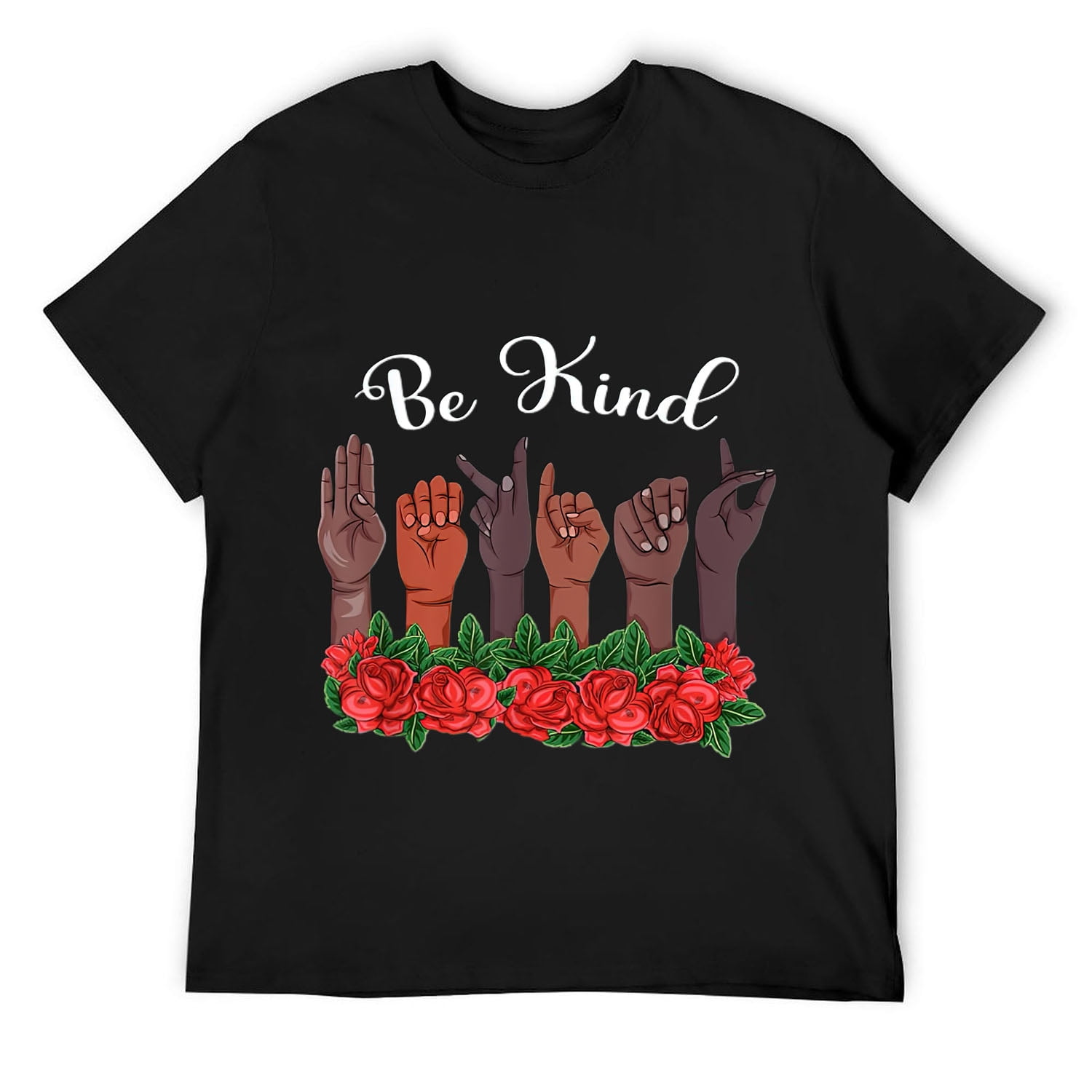 Melanin ASL Teacher Sign Language Be Kind Hand Deaf Person T-Shirt ...