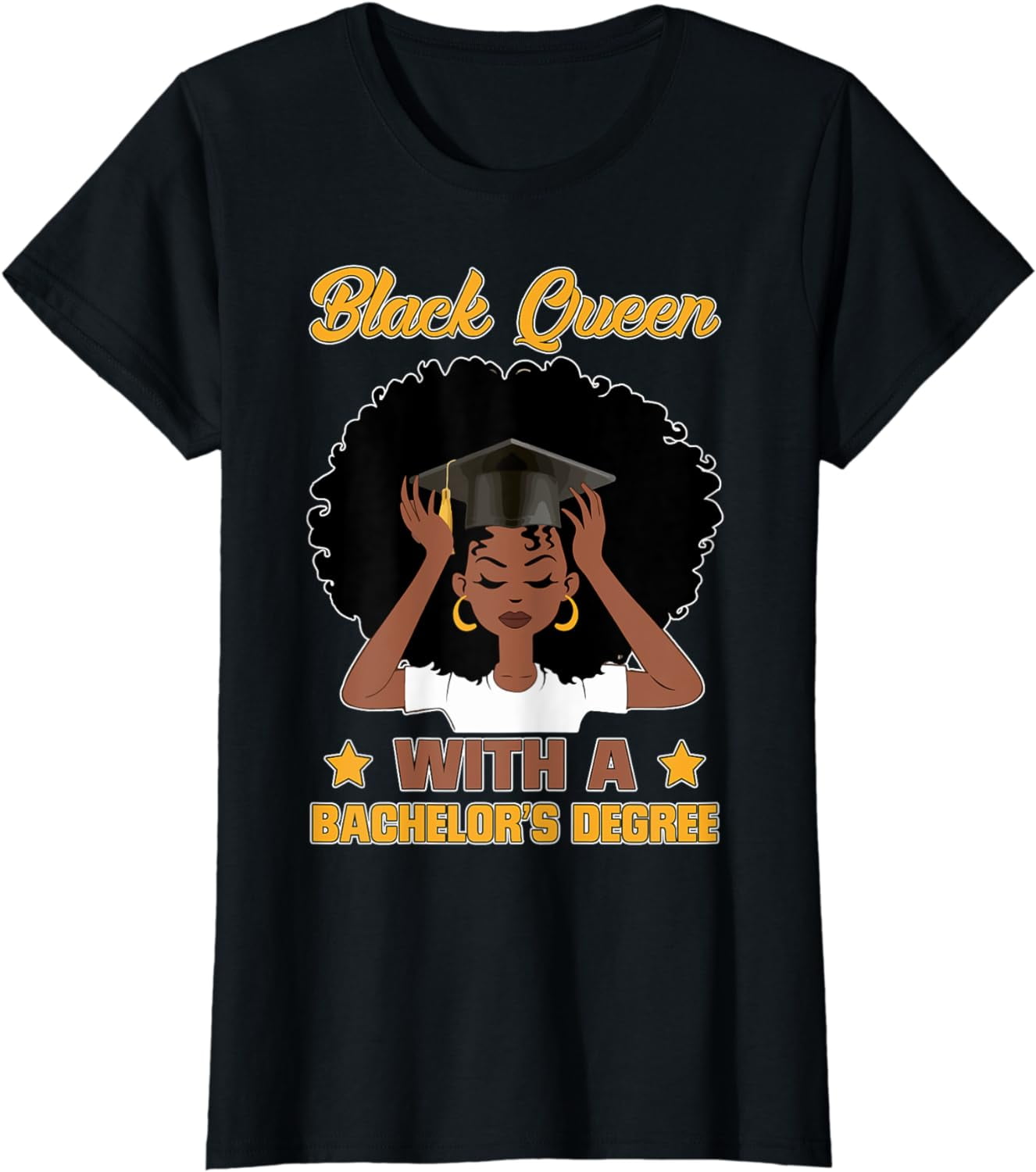 Melanin Black Queen Bachelor's Degree 2024 Graduate Student T-Shirt ...