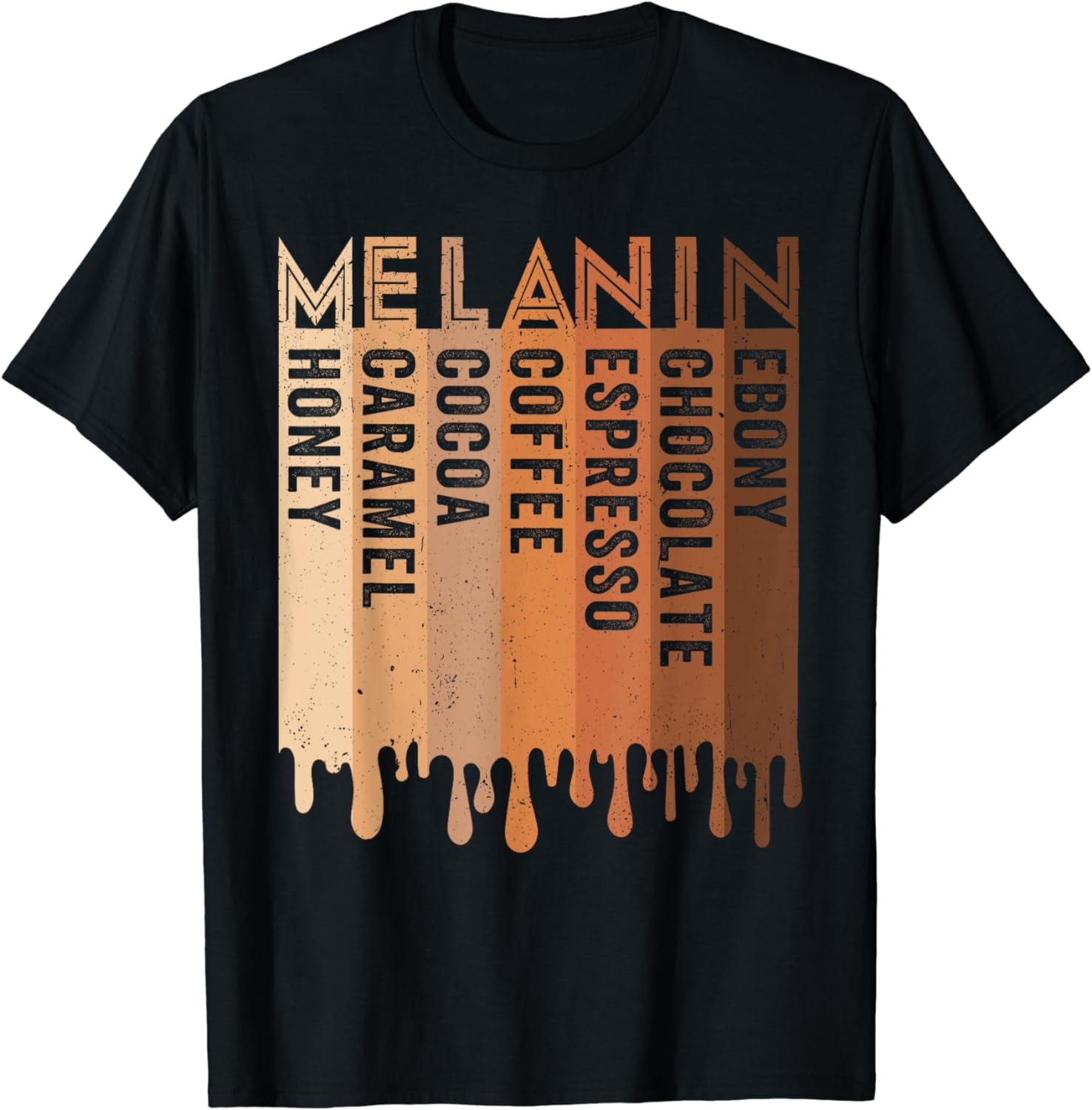 Melanin Ebony Chocolate Mocha Coffee Cocoa Black Afro Girl T-Shirt ...