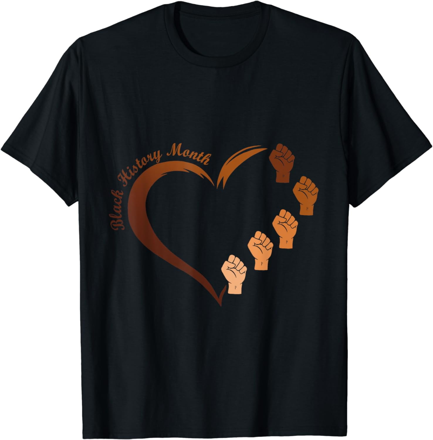 Melanin Heart Power Fist Black History Month BLM African T-Shirt ...