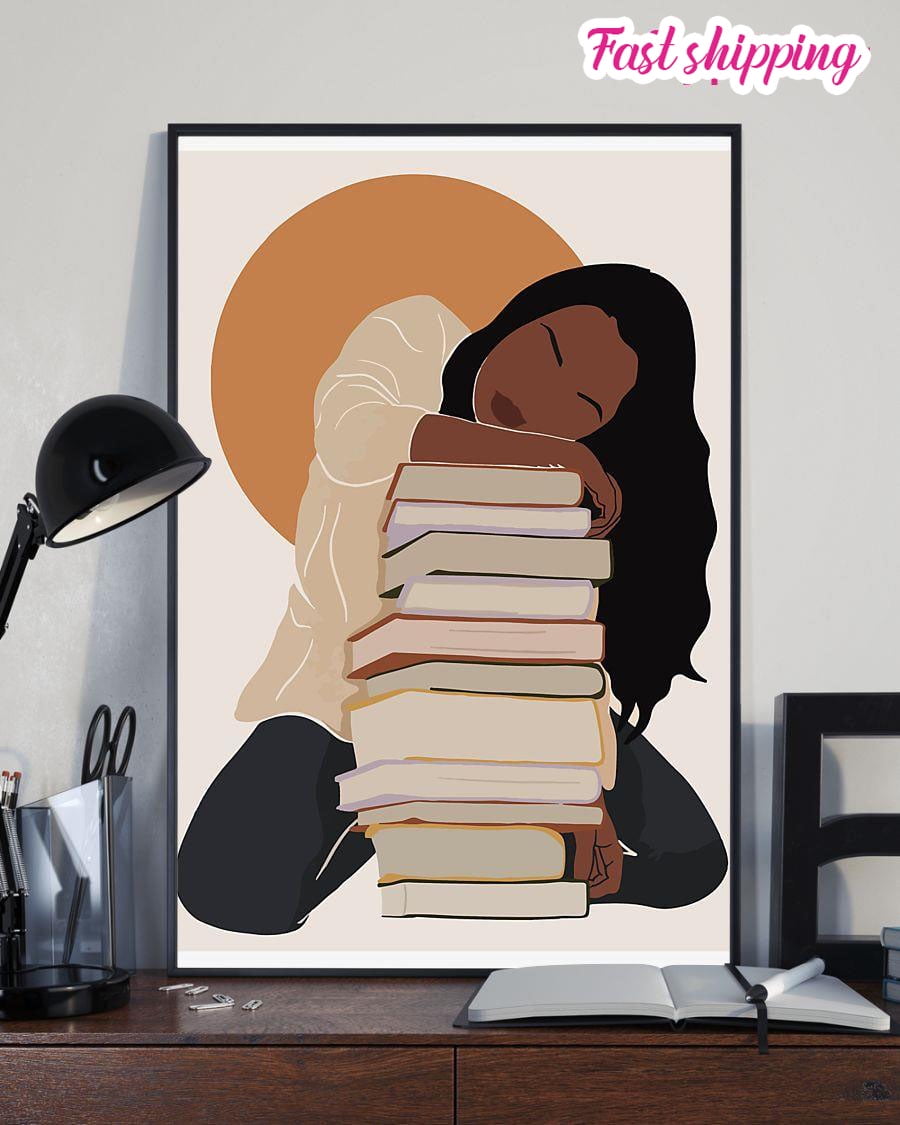 Melanin Lady And Books Art Poster Wall Art Vertical 11 x 17 Inch Poster ...