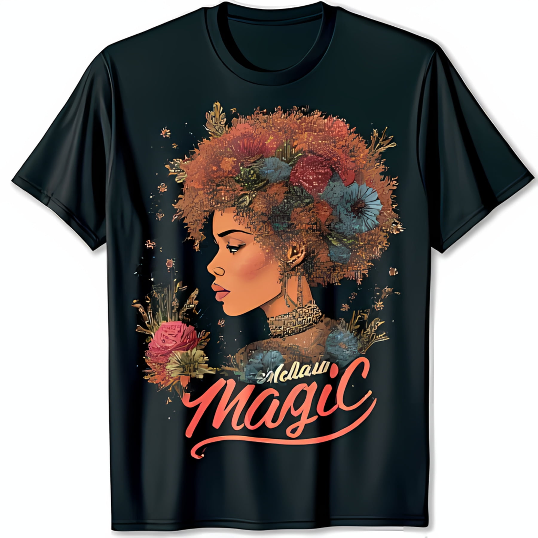 Melanin Magic T-Shirt Empowering Design with Vibrant Hair & Colorful ...