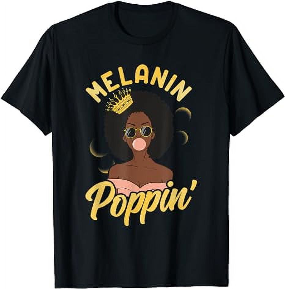 Melanin Poppin Bubblegum Queen Afro Diva Crown Black Girl T Shirt